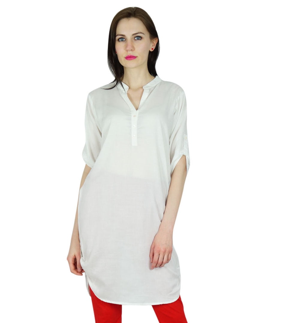 Bimba Women Chic Style Top Tunic Boho Bohemian Placket Blouse Kurti ...