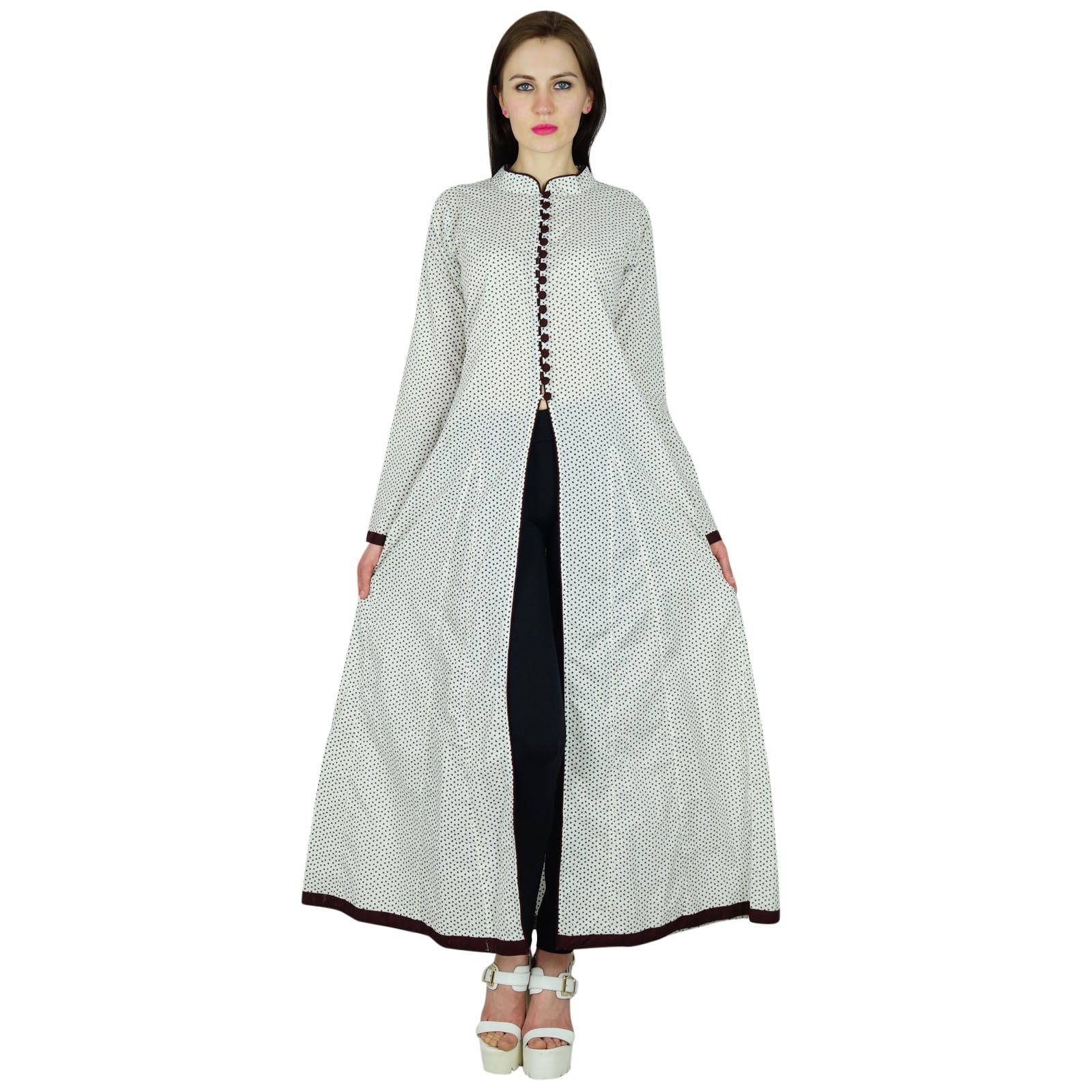 Bimba Women Cotton Kurta Long Kurti With Full Sleeve White Top Ethnic ...
