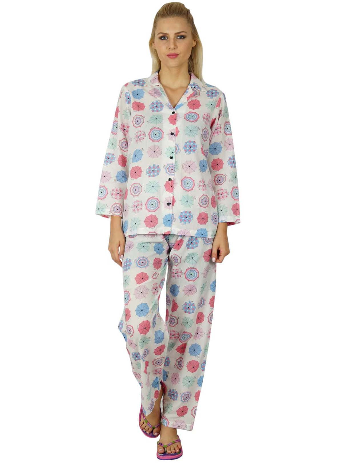 Bimba Women Cotton Night Wear Pajama Set Printed Full Sleeve Shirt with ...