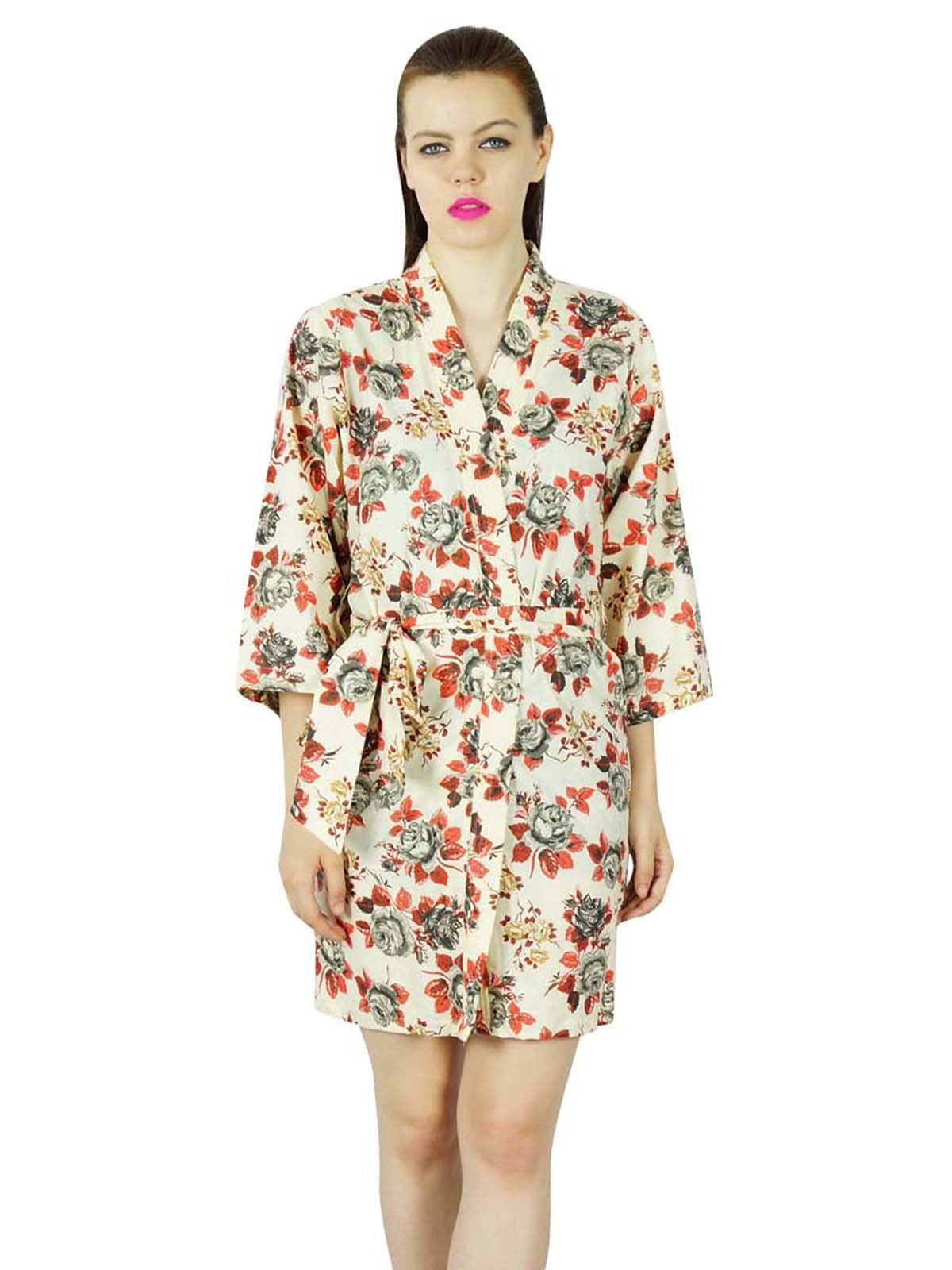 Bimba Women Floral Cotton Custom Short Robe Getting Ready Bridesmaid ...