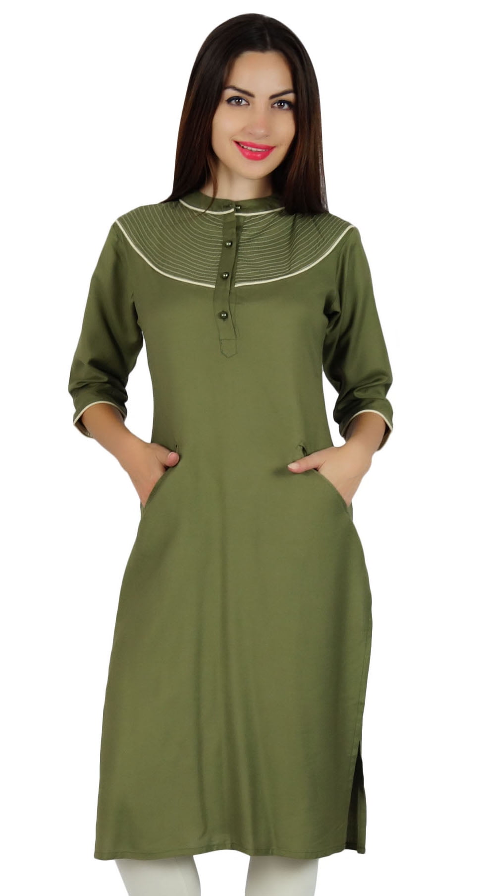 Bimba Women Kurta Kurti 3/4 Sleeve With Pockets Casual Tunic Indian ...