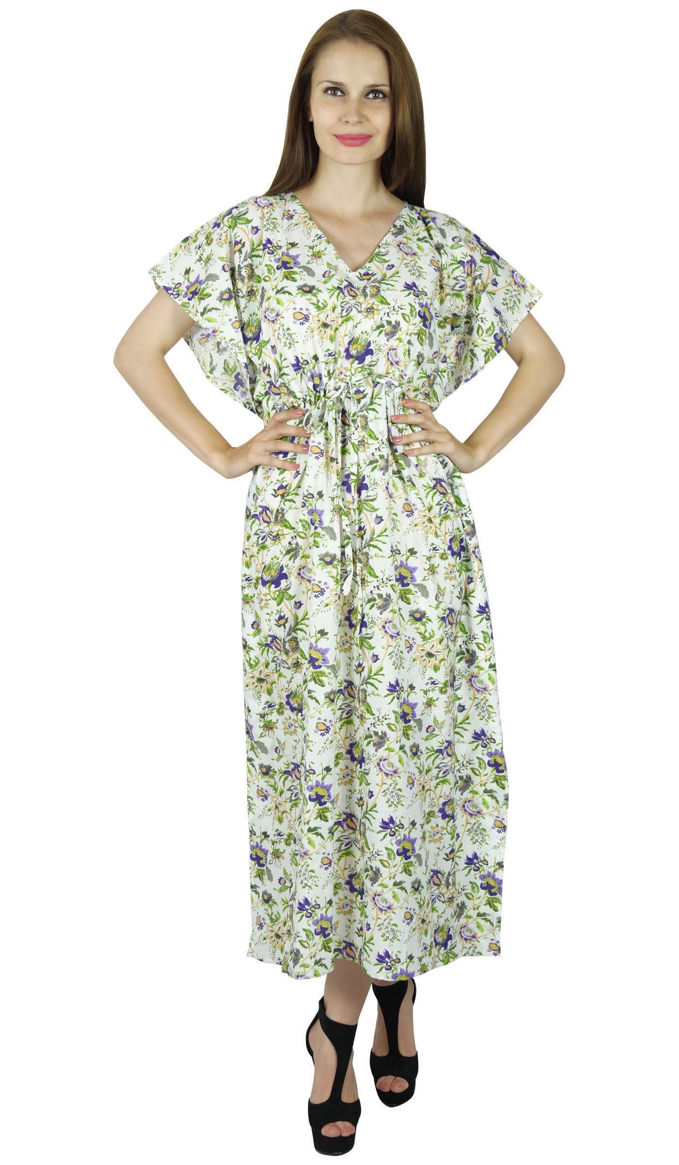 Bimba Women Long Floral Cotton Kaftan Sleep Maxi Gown Summer Caftan ...