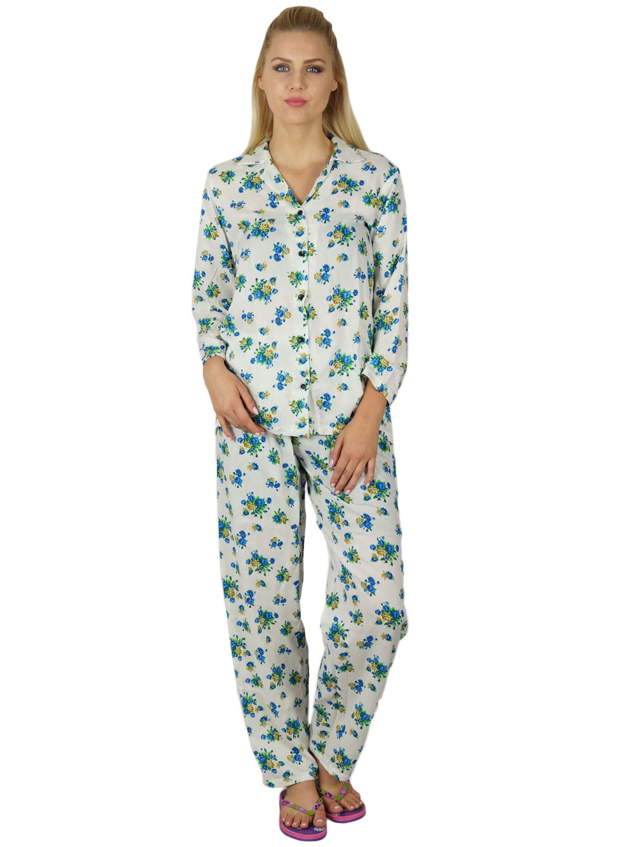 Bimba Women Rayon Night Wear Pajama Set Printed Full Sleeve Shirt with ...