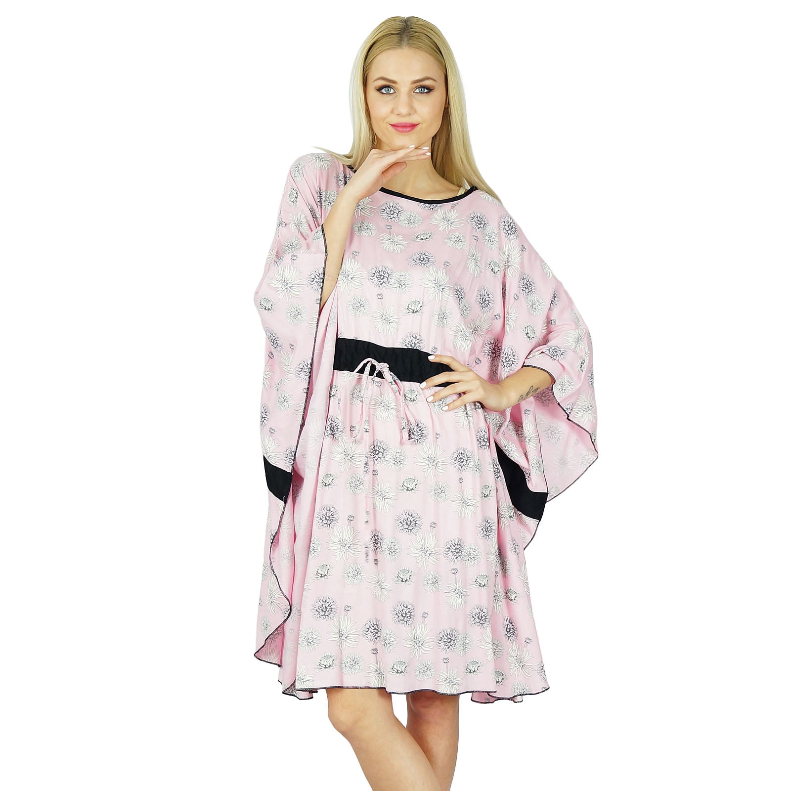 Bimba Women Short Rayon Kaftan Kimono Sleeve Caftan Boho Dress ...