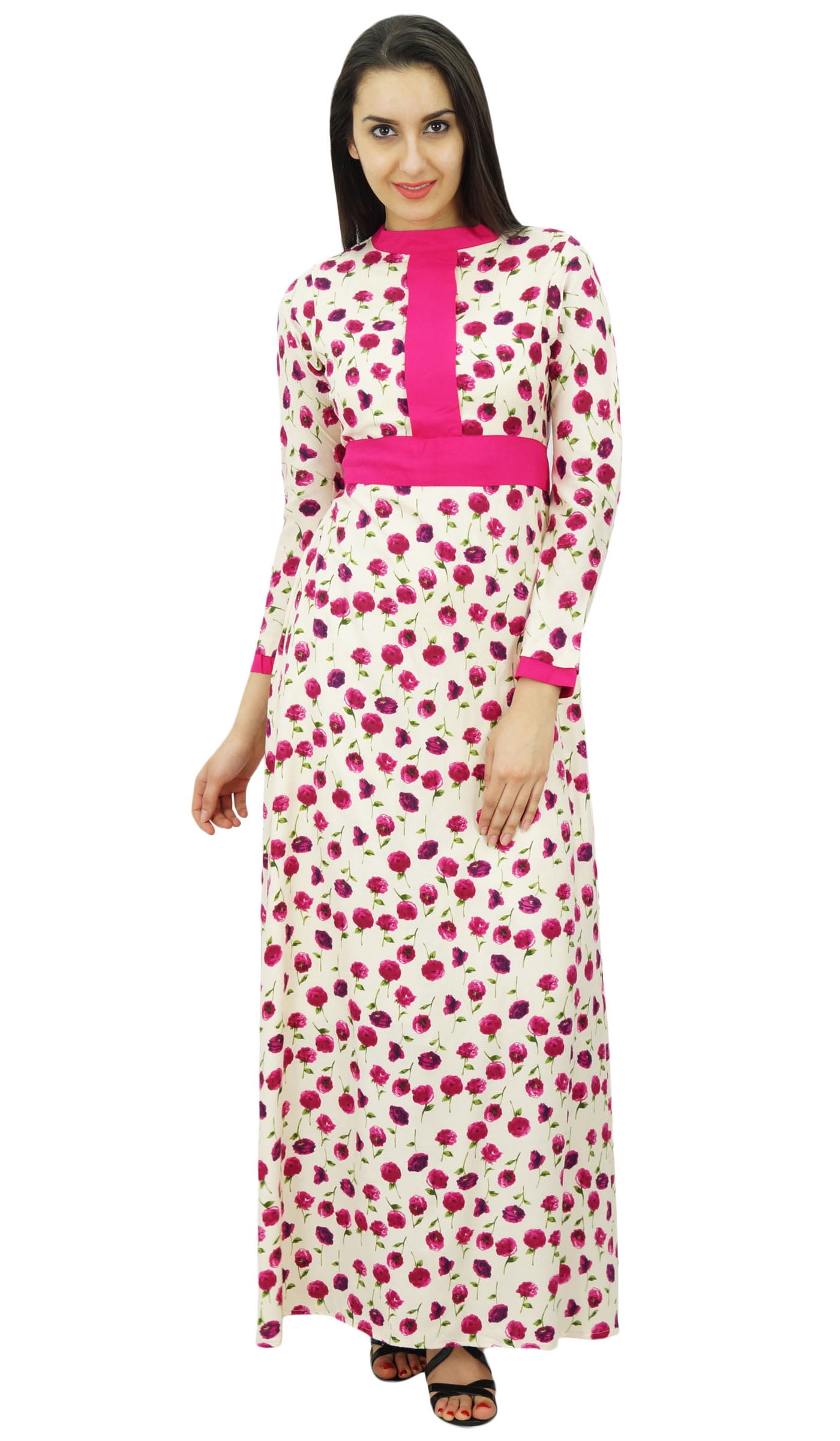 Bimba Women's Floral Winter Maxi Dress Long Printed Rayon - Walmart.com