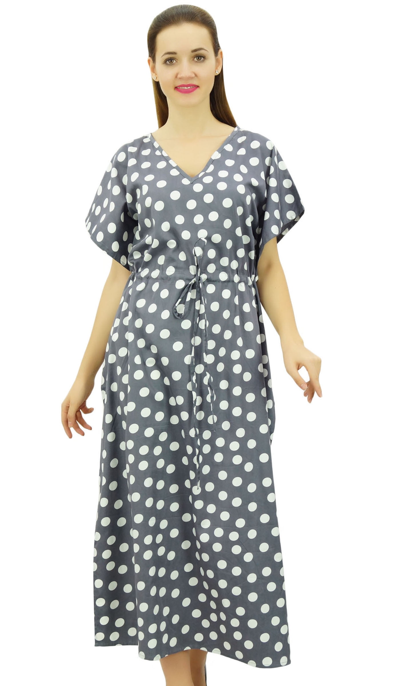 Bimba Women's Polka Dot Caftan Dress Long Maxi Boho Kaftan Cover up ...