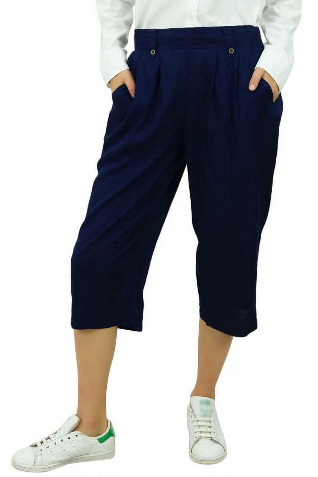 Bimba Women's Rayon Capri Culottes with Back Elastic Casual Summer ...