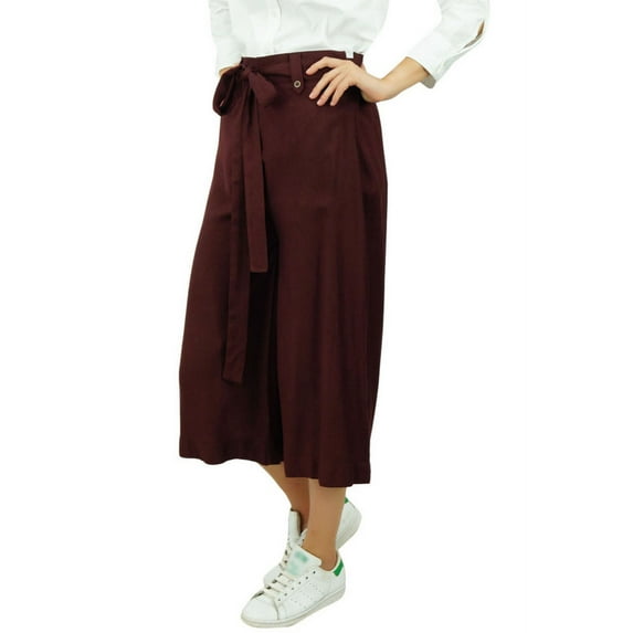 Bimba Women's Rayon Capri Wide Leg Culottes with Back Elastic Casual ...