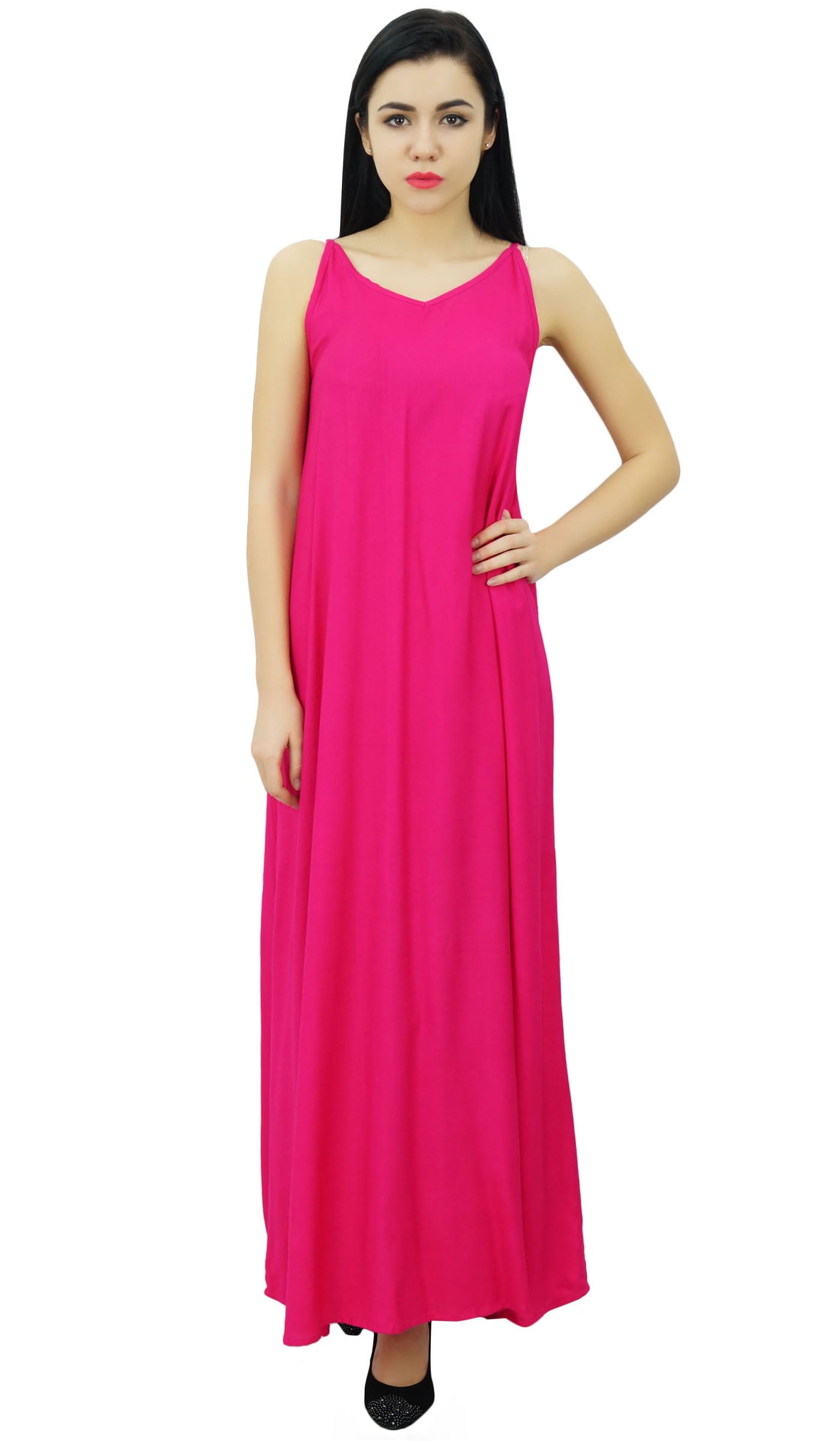 Bimba Women's Solid Spaghetti Strap Maxi Dress for Summer Beach Wear ...