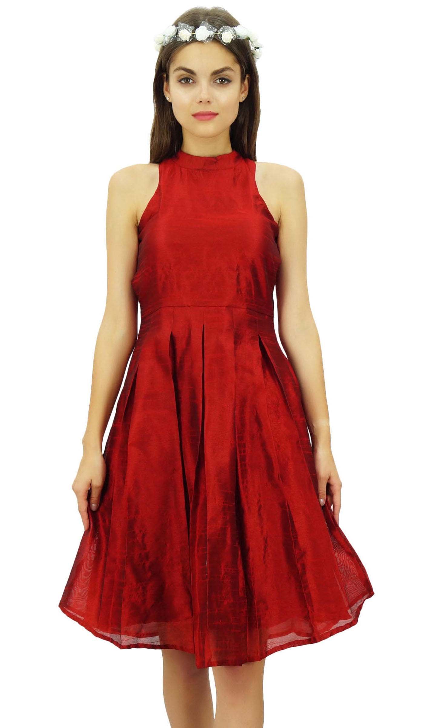 Bimba Women's Wedding Party Dress Sleeveless Pleated Prom Dresses ...