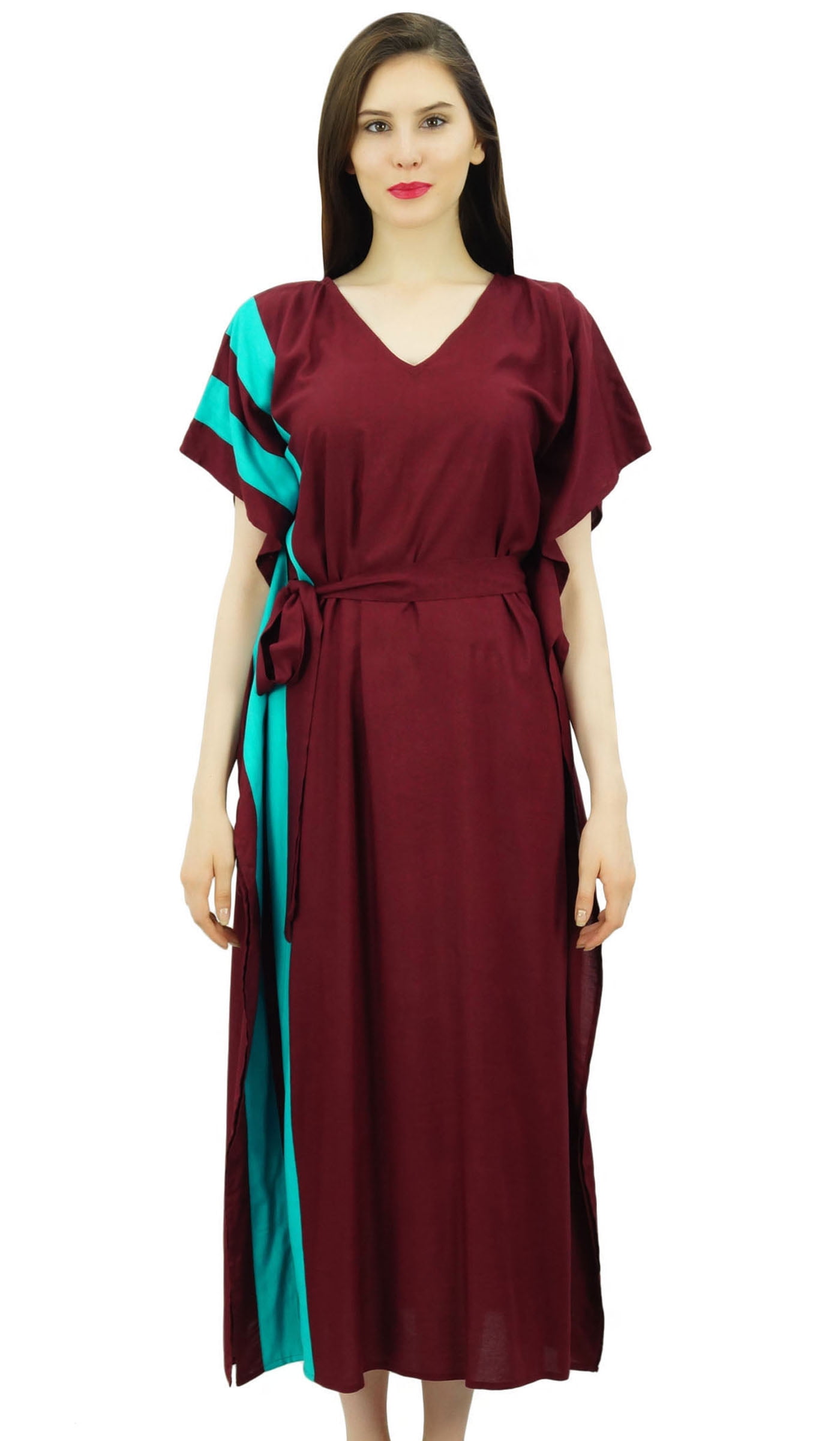 Bimba Womens Long Rayon Side Pannels Kaftan With Belt Designer Cover Up ...