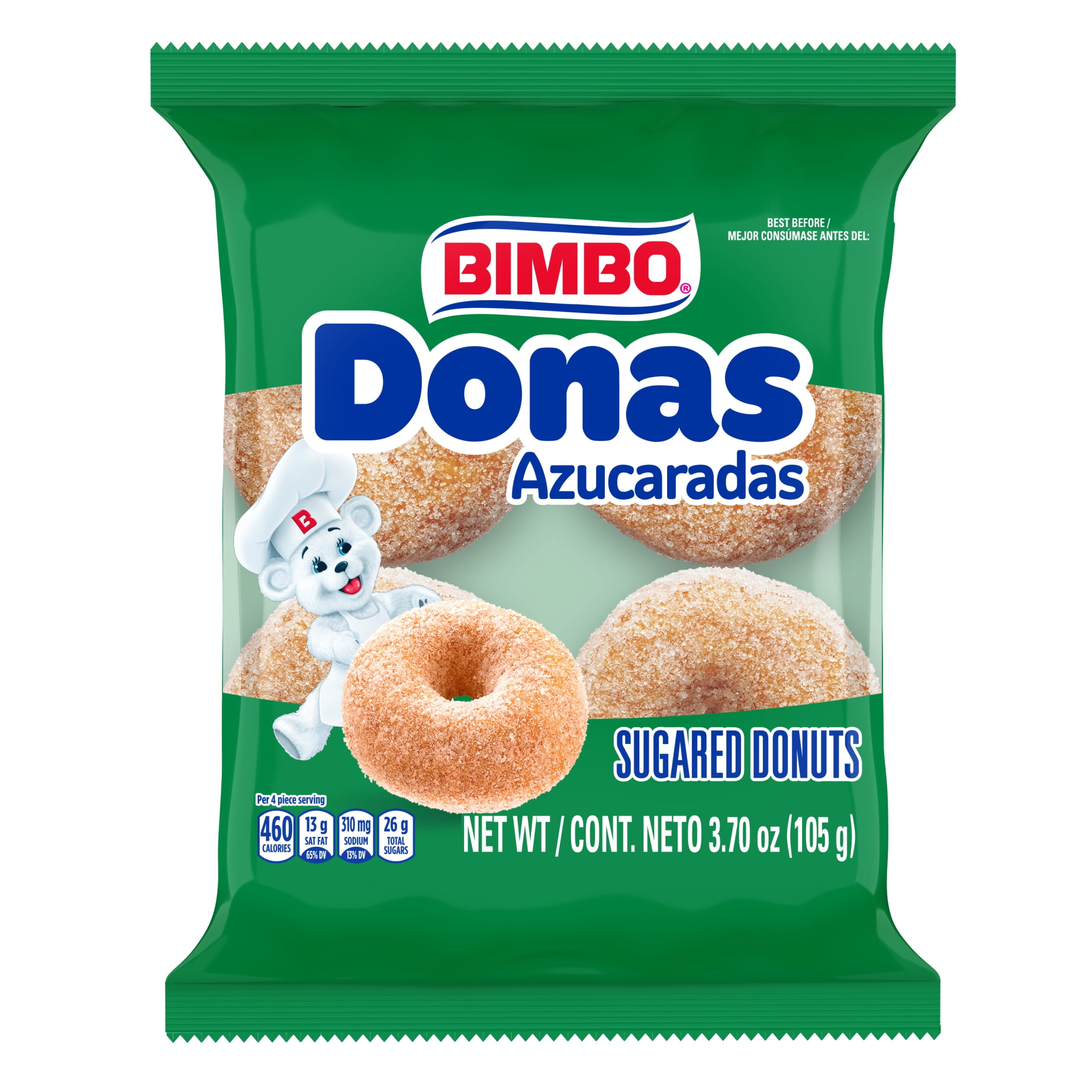 Bimbo Donas Azucaradas Sugared Donuts, 4 count, Donuts, 3.7 oz Bag ...