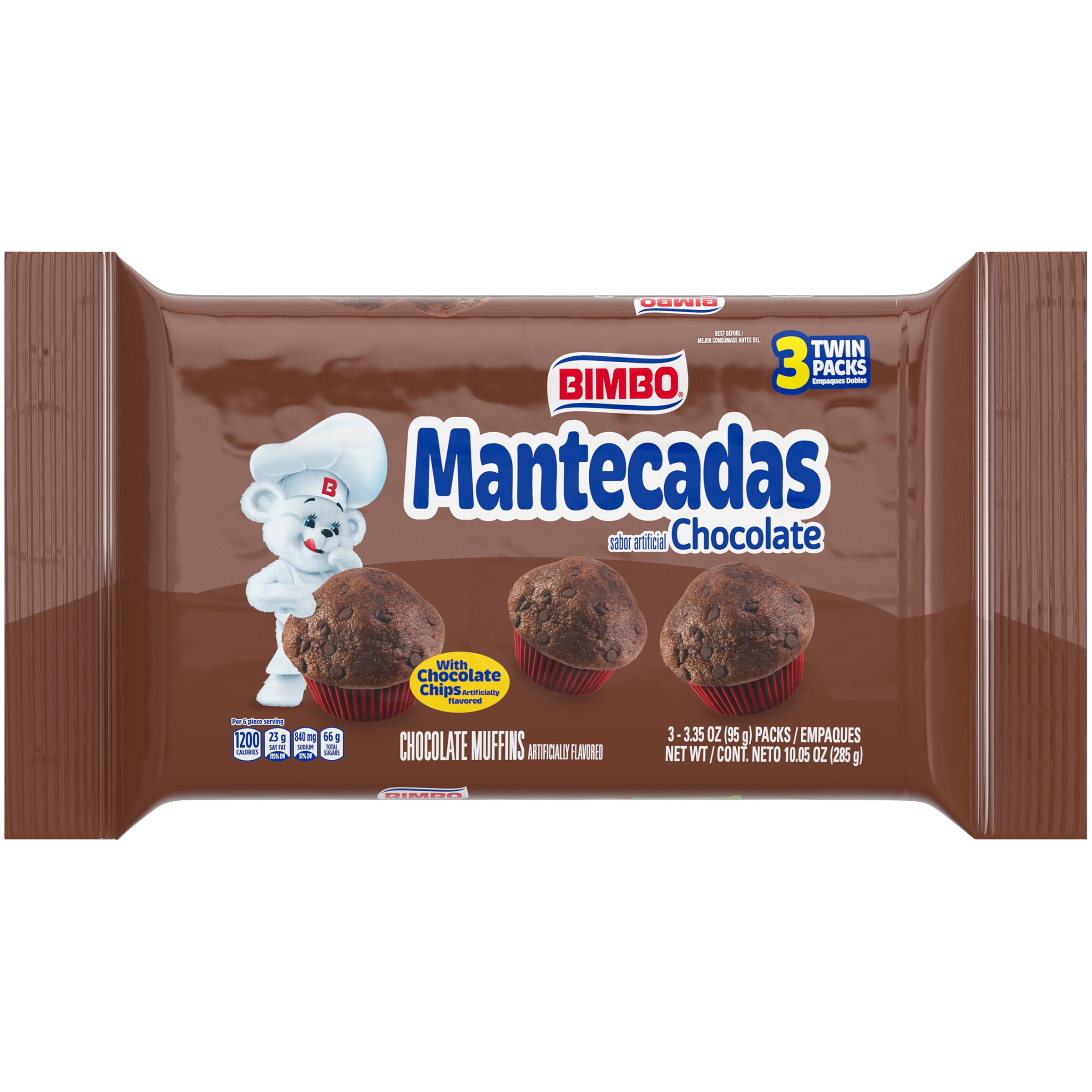 Bimbo Mantecadas Chocolate, Chocolate Muffins with Chocolate Chips ...