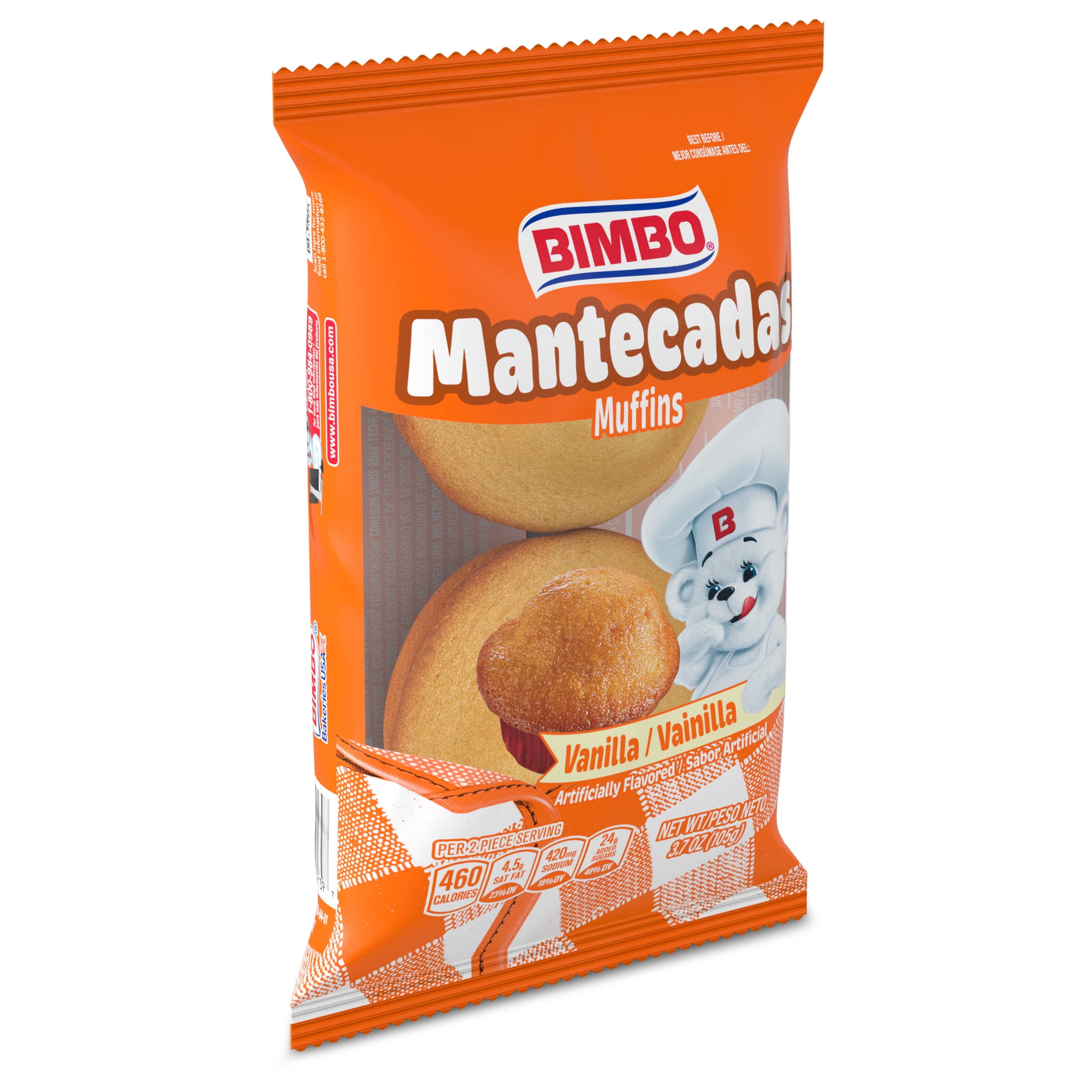 Bimbo Mantecadas Vanilla Muffins, 2 count, Muffins, 3.7 oz Bag ...