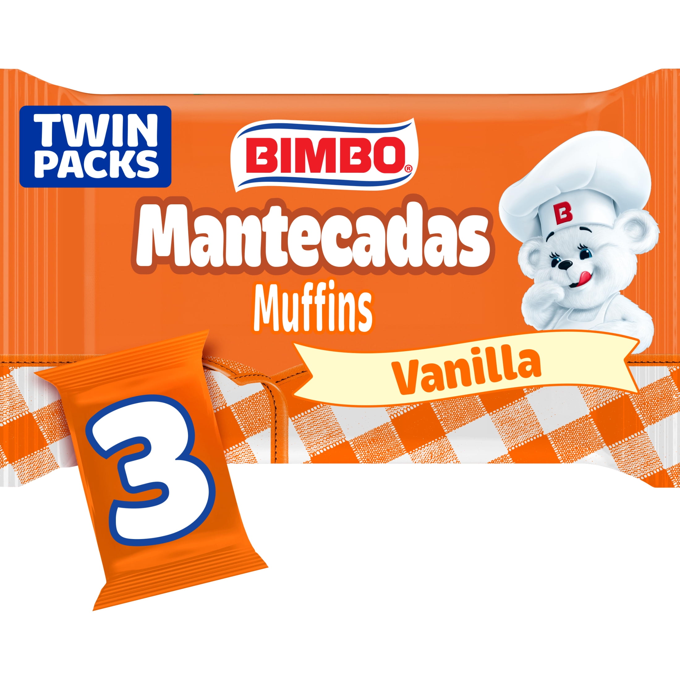 Bimbo Mantecadas Vanilla Muffins, 3 count, Muffins, 11.10 oz Bag ...