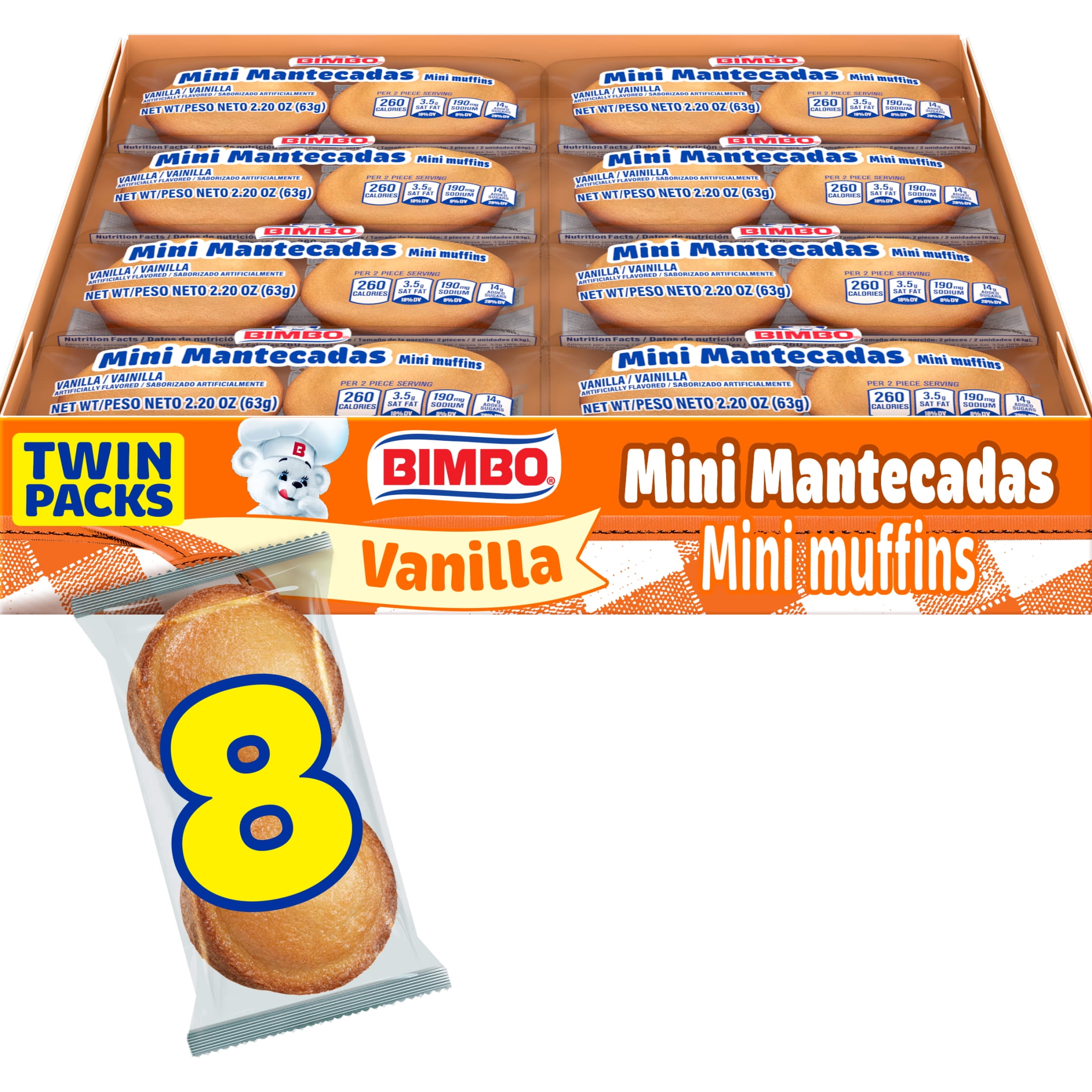 Bimbo Mini Mantecadas Vanilla Muffins, 8 Individually Wrapped Bite ...
