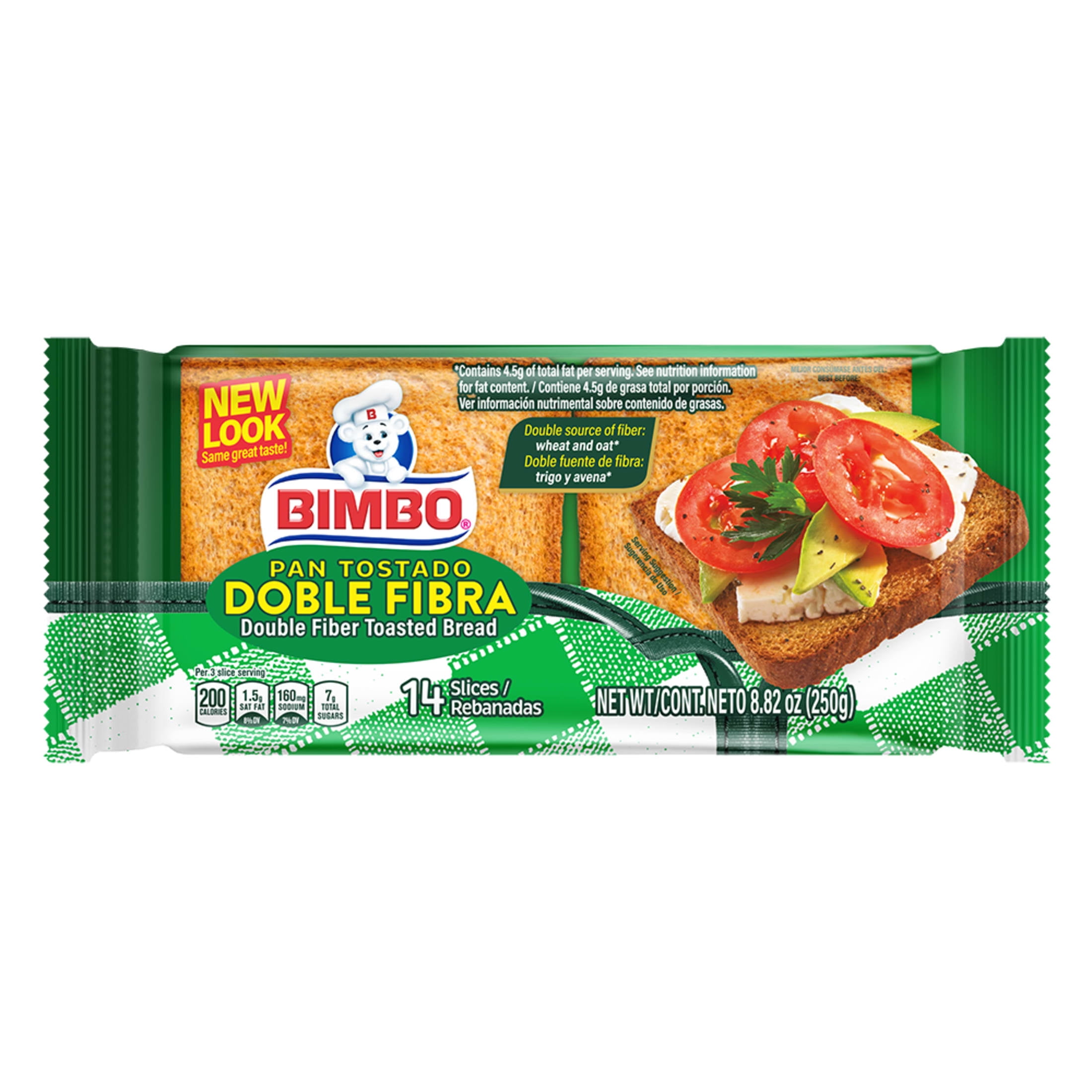Bimbo Pan Tostado Doble Fibra Toasted Bread, 14 count, Crunchy Double ...