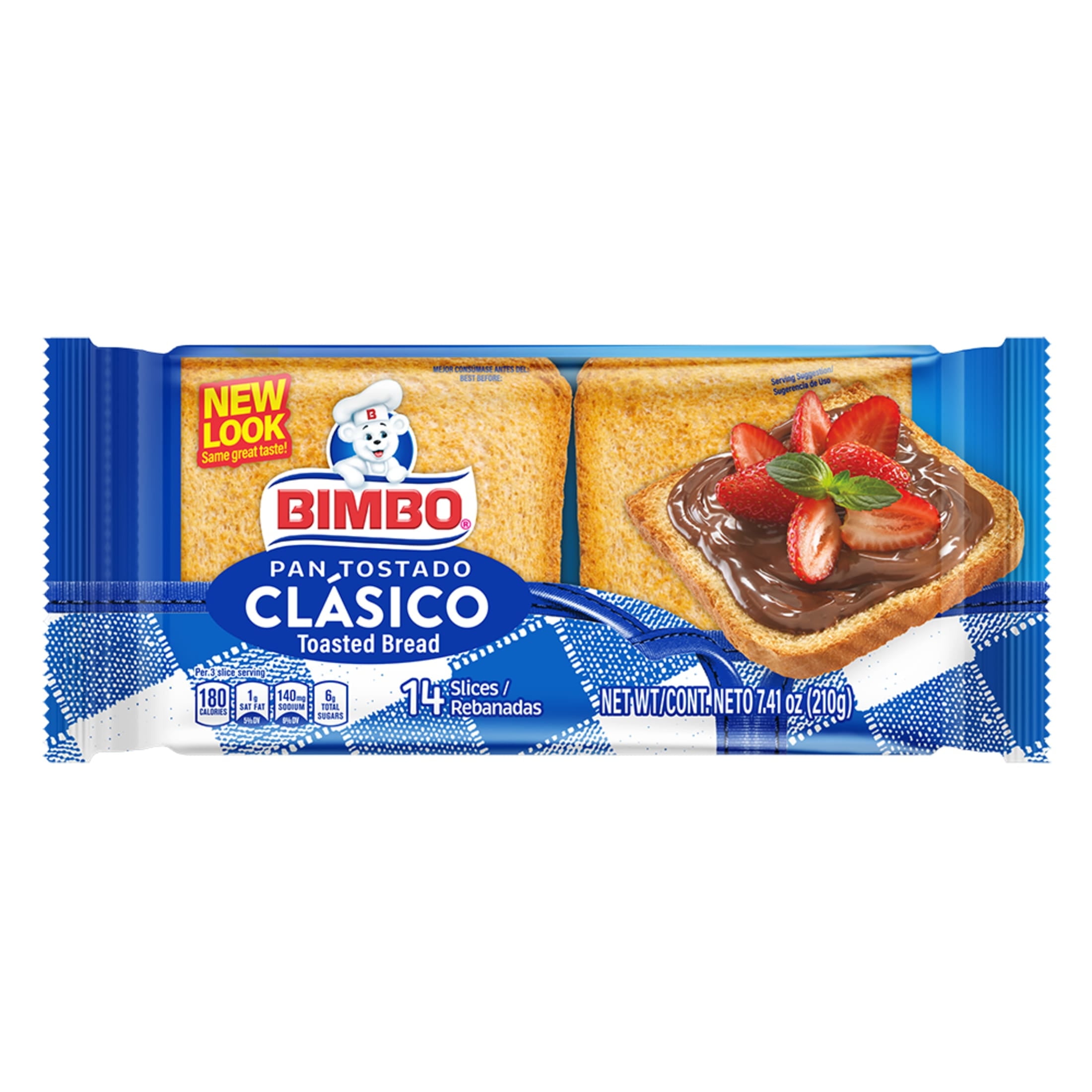 Bimbo Pan Tostado White Toasted Bread, 7.41 oz, Crunchy Plain Toast ...