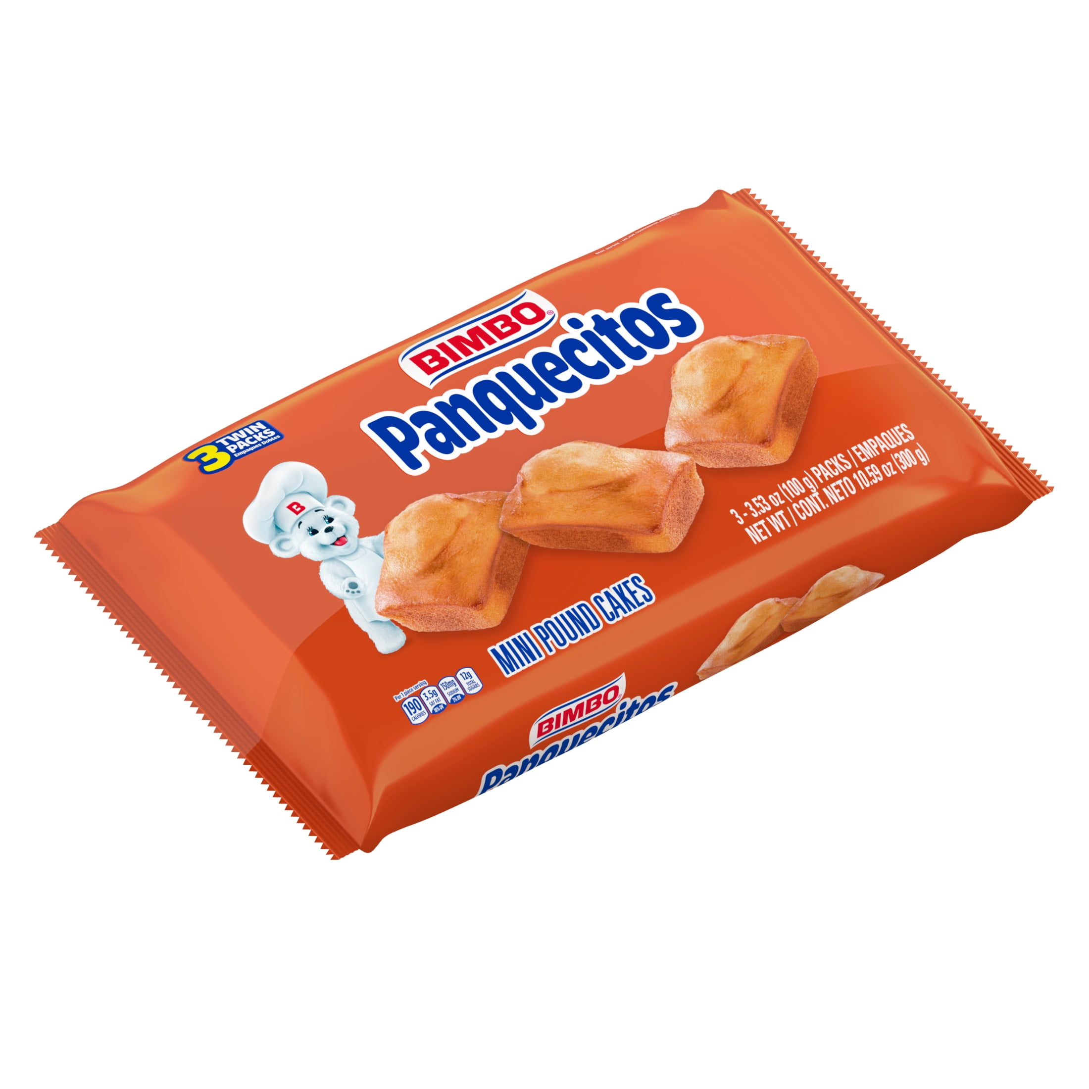 Bimbo Panquecitos Plain Pound Cakes, 3 twin packs, Mini Pound Cakes, 10 ...