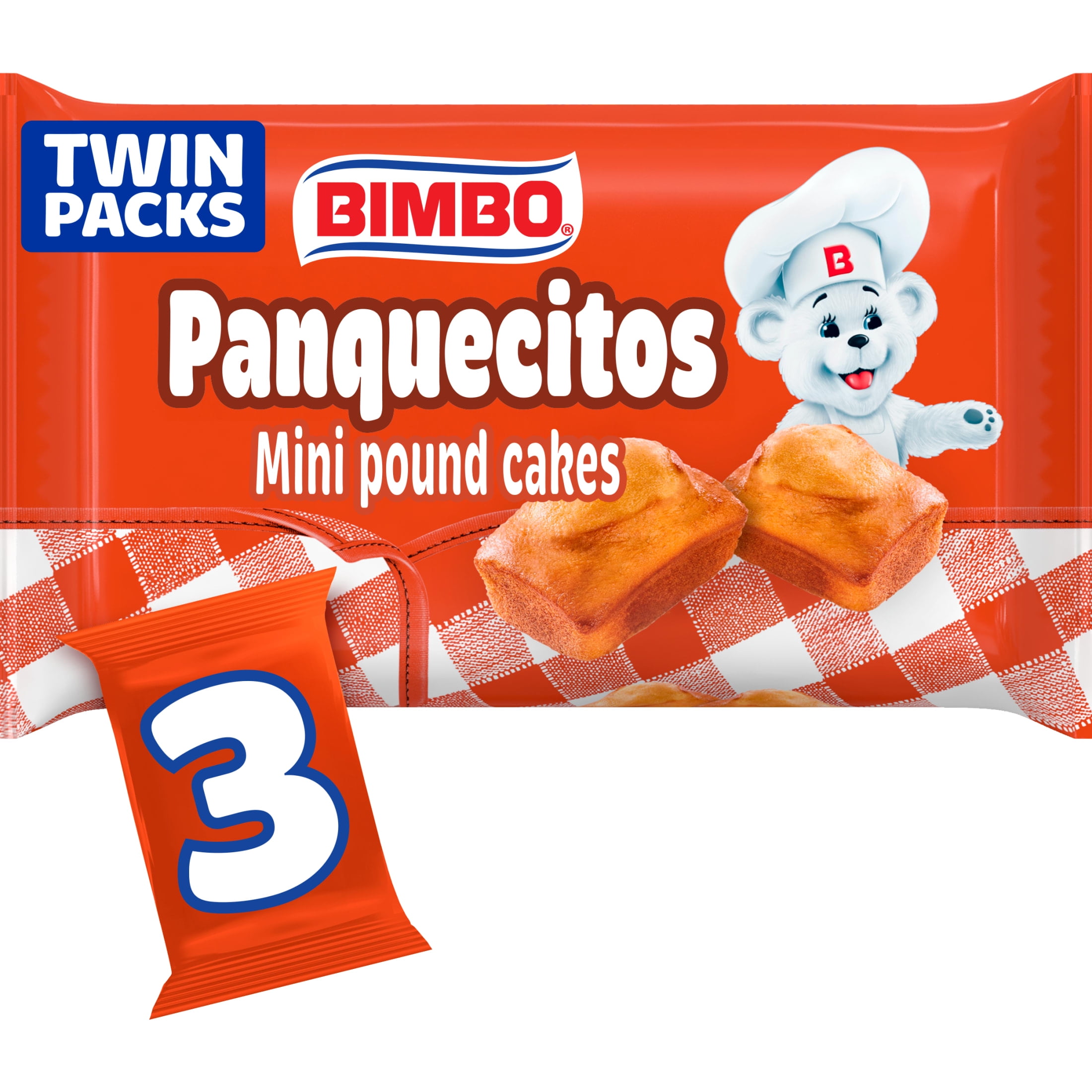 Bimbo Panquecitos Plain Pound Cakes, 3 twin packs, Mini Pound Cakes, 10 ...
