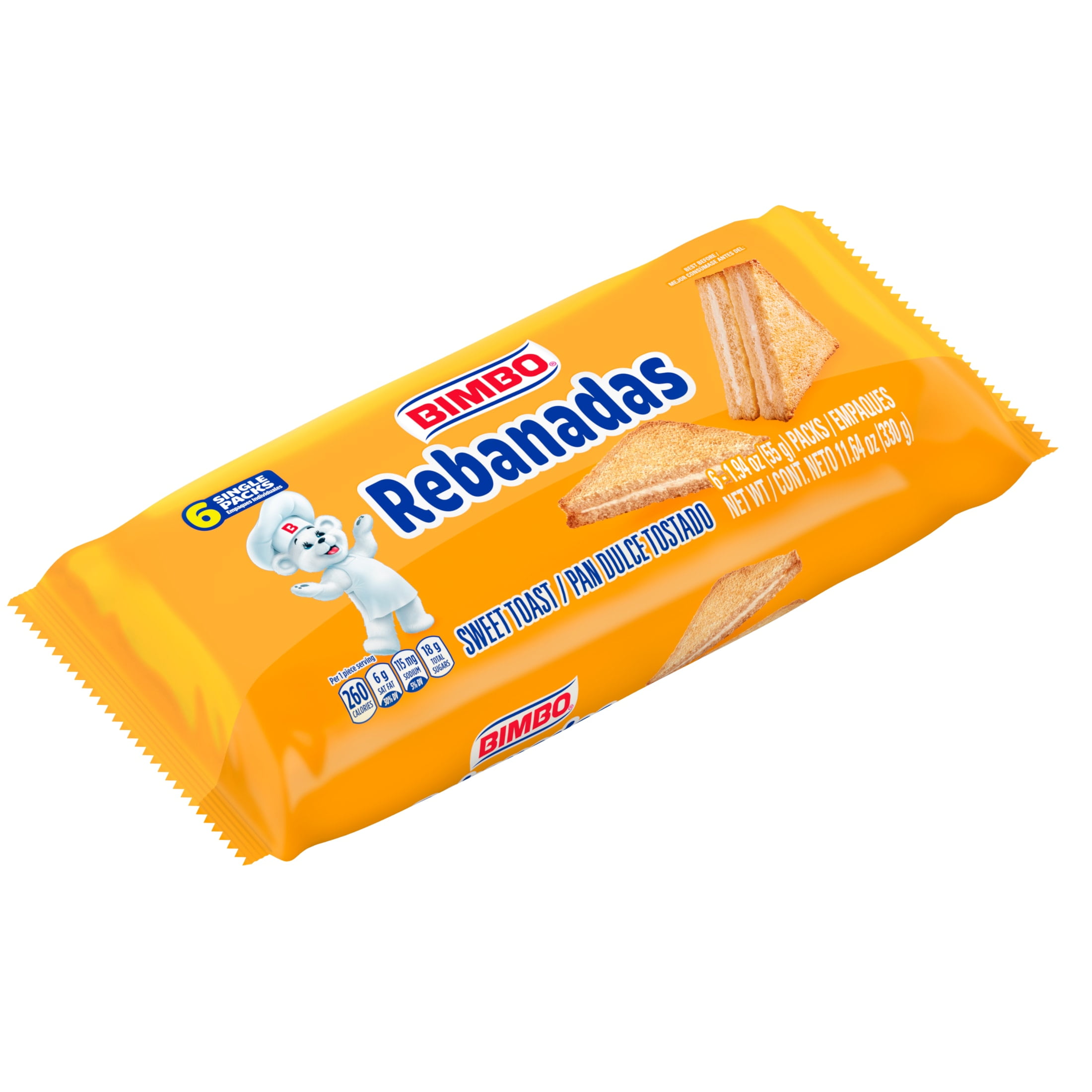 Bimbo Fresh Baked Rebanadas Sweet Toast, Soft Pastries, 6 packs, 11.64 ...