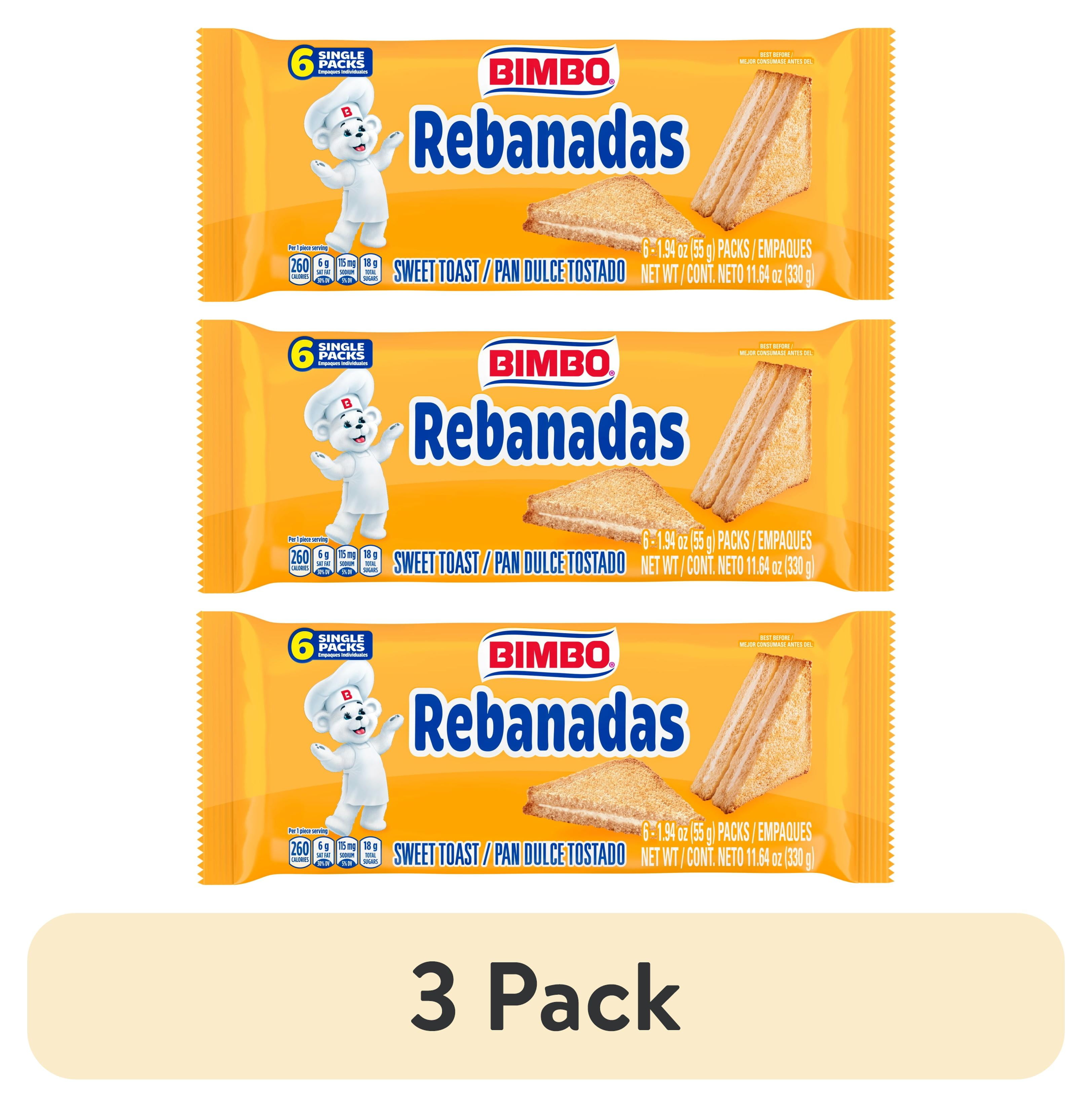 (3 pack) Bimbo Rebanadas Sweet Toast, 6 packs, Pastries, 11.64 oz Bag ...