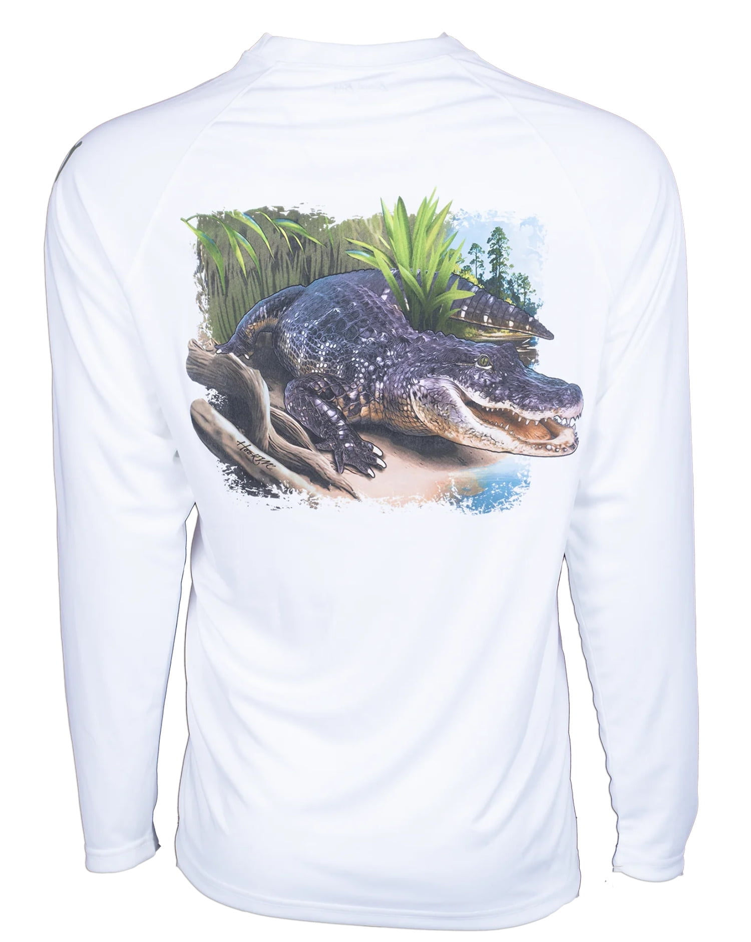 Bimini Bay Outfitters Hook M' Men's Long Sleeve Shirt Alligator White ...