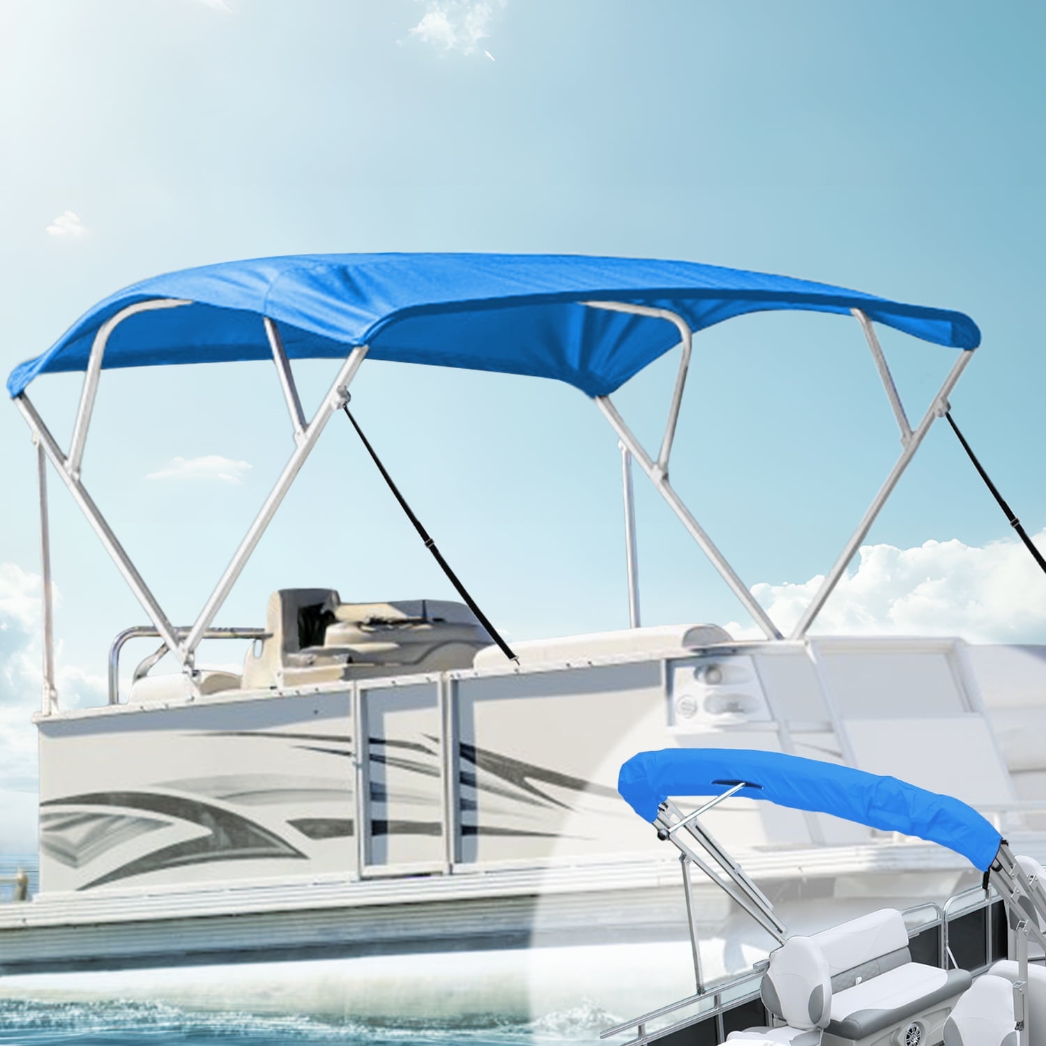 Bimini Top Cover 600D UV-Resistant Canvas, Tear & Fade Proof ...