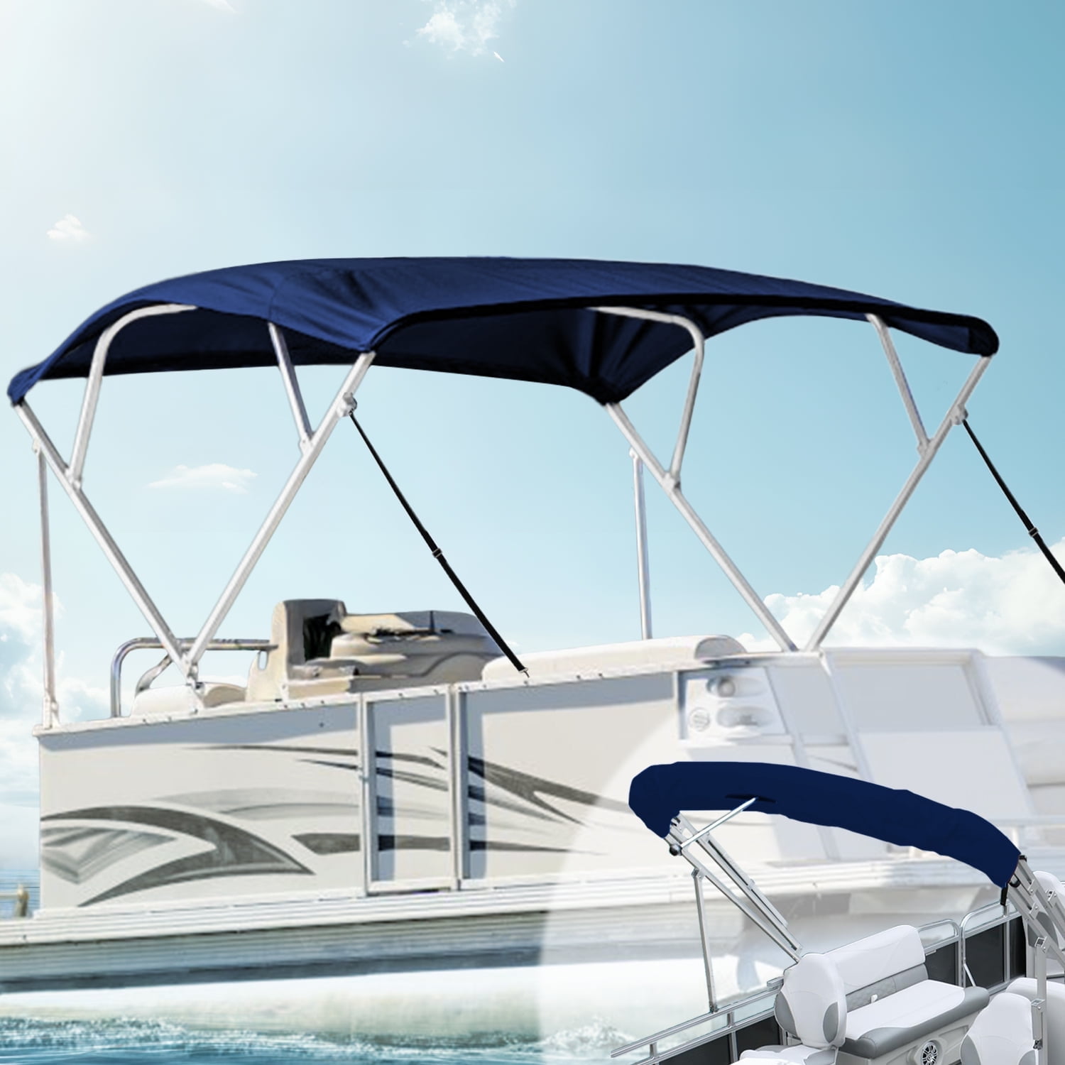 Bimini Top Cover 600D UV-Resistant Canvas, Tear & Fade Proof ...