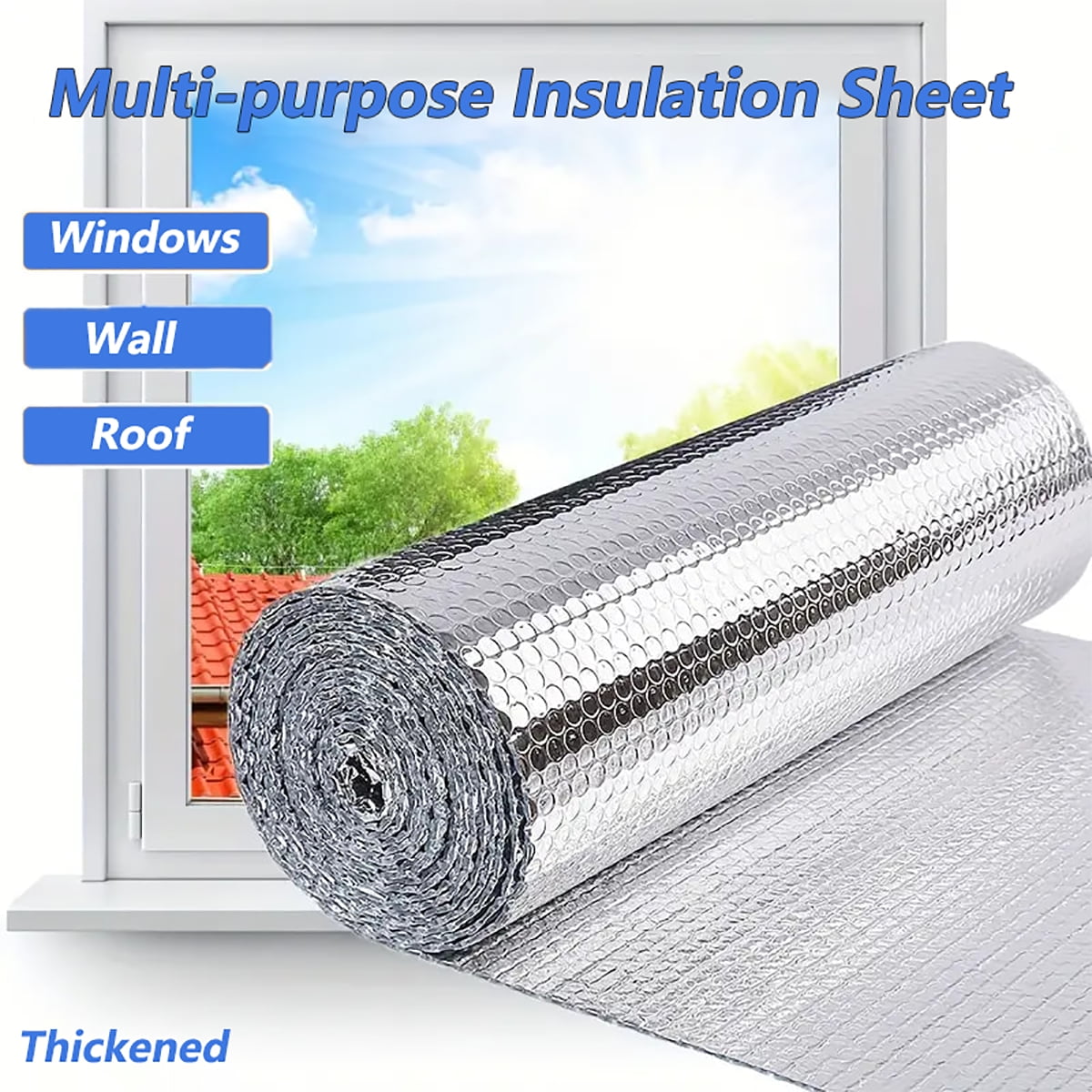 Ymokee 65.6' x 4' Bubble Reflective Insulation Roll, Aluminum Foil ...