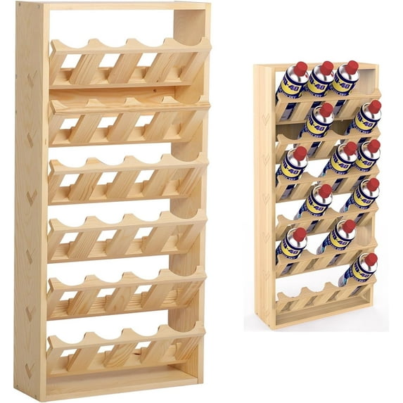 Bimiti 24 Can Spray Paint Storage Holder, 6-Tier Wall Mount Pine Wood ...
