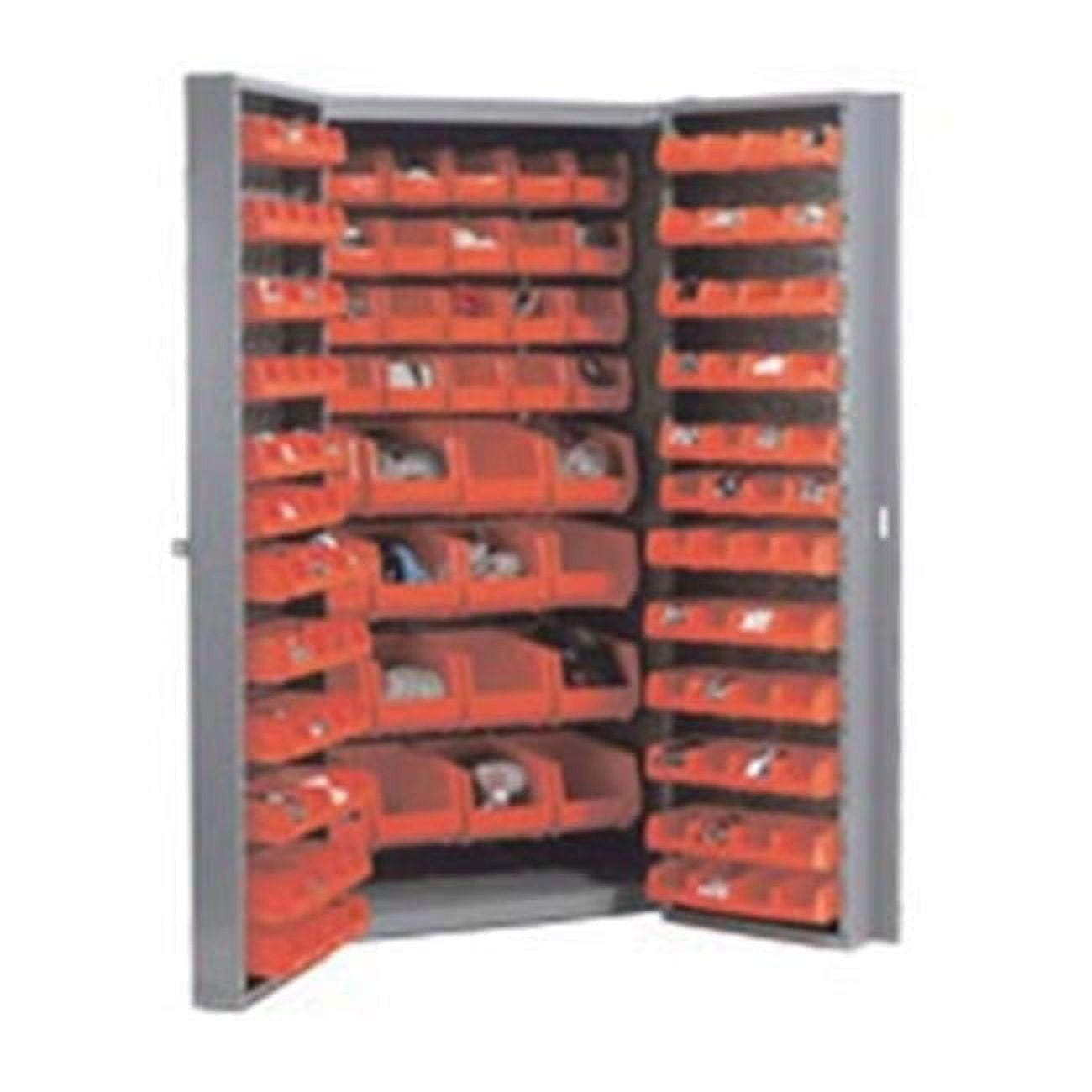 Bin Cabinet Deep Door with 136 Red Bins - Gray - 38 x 24 x 72 in ...