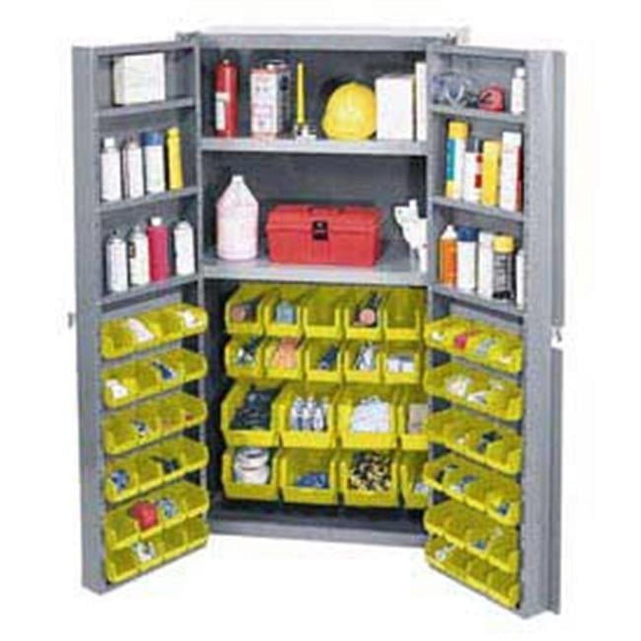 Bin Cabinet Deep Door with 64 Yellow Bins - Gray - 38 x 24 x 72 in ...