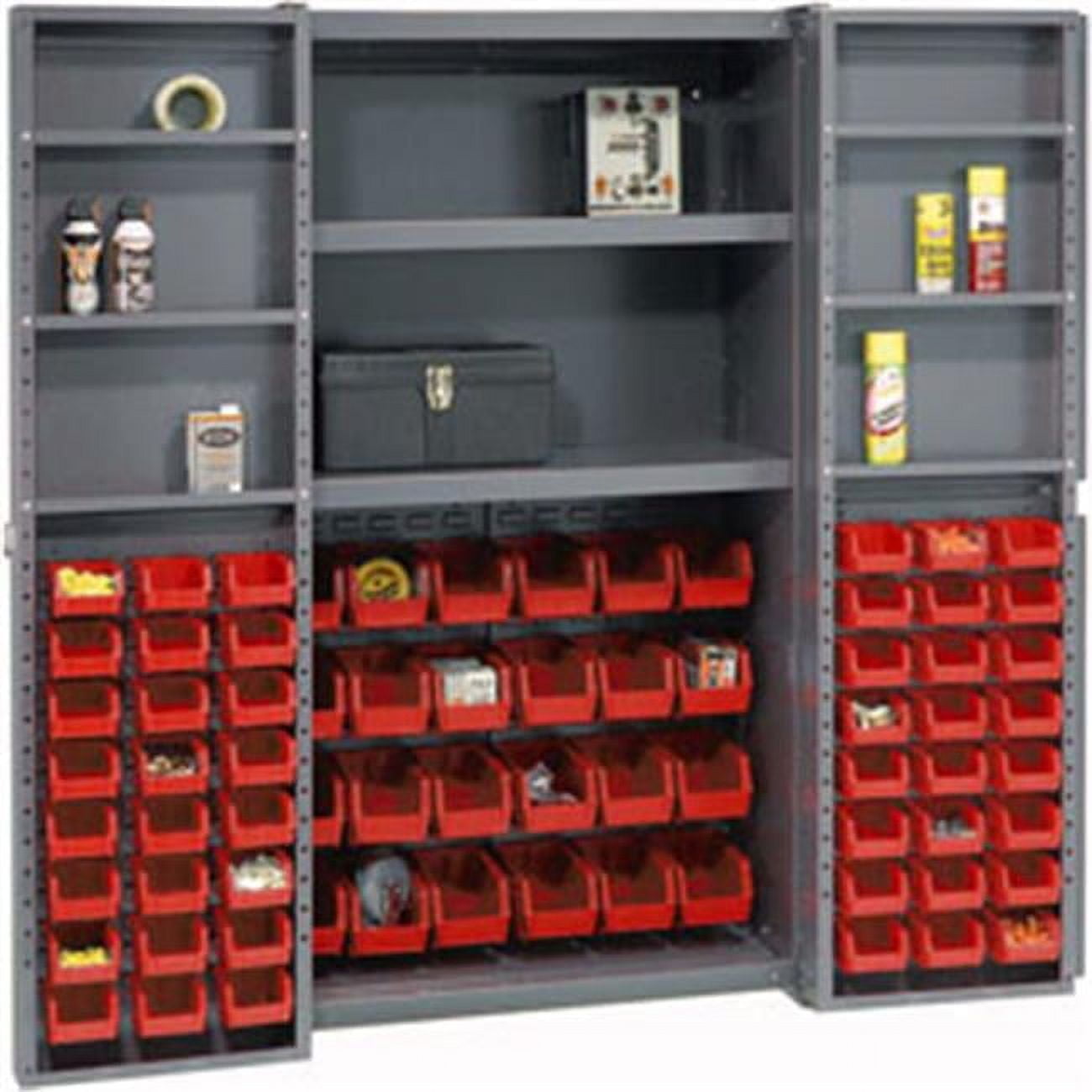 Bin Cabinet Deep Door with 72 Red Bins - Shelves - 16 gauge Assembled ...