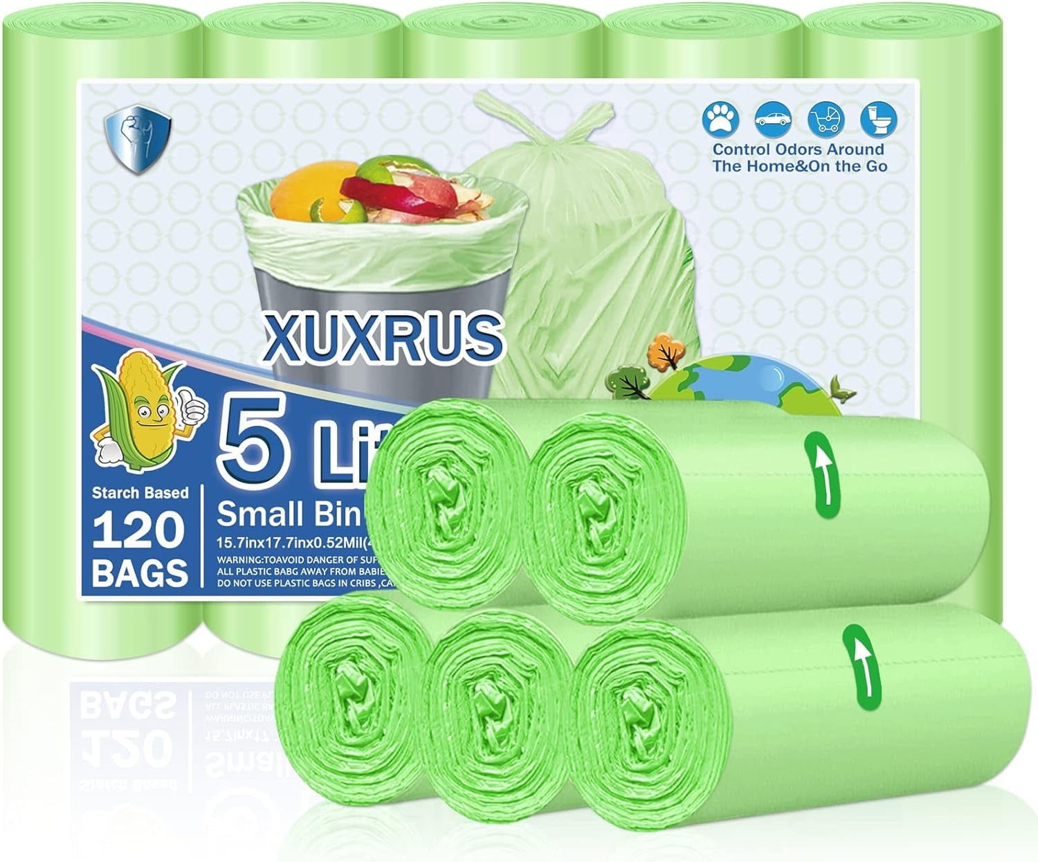 Bin Liners 5-6 Liter Small Bin Bags Plastic Garbage Bags for Bathroom ...