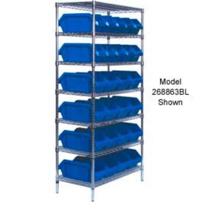 Bin System Unit, stationary, includes: (4) posts, (7) wire shelves and ...