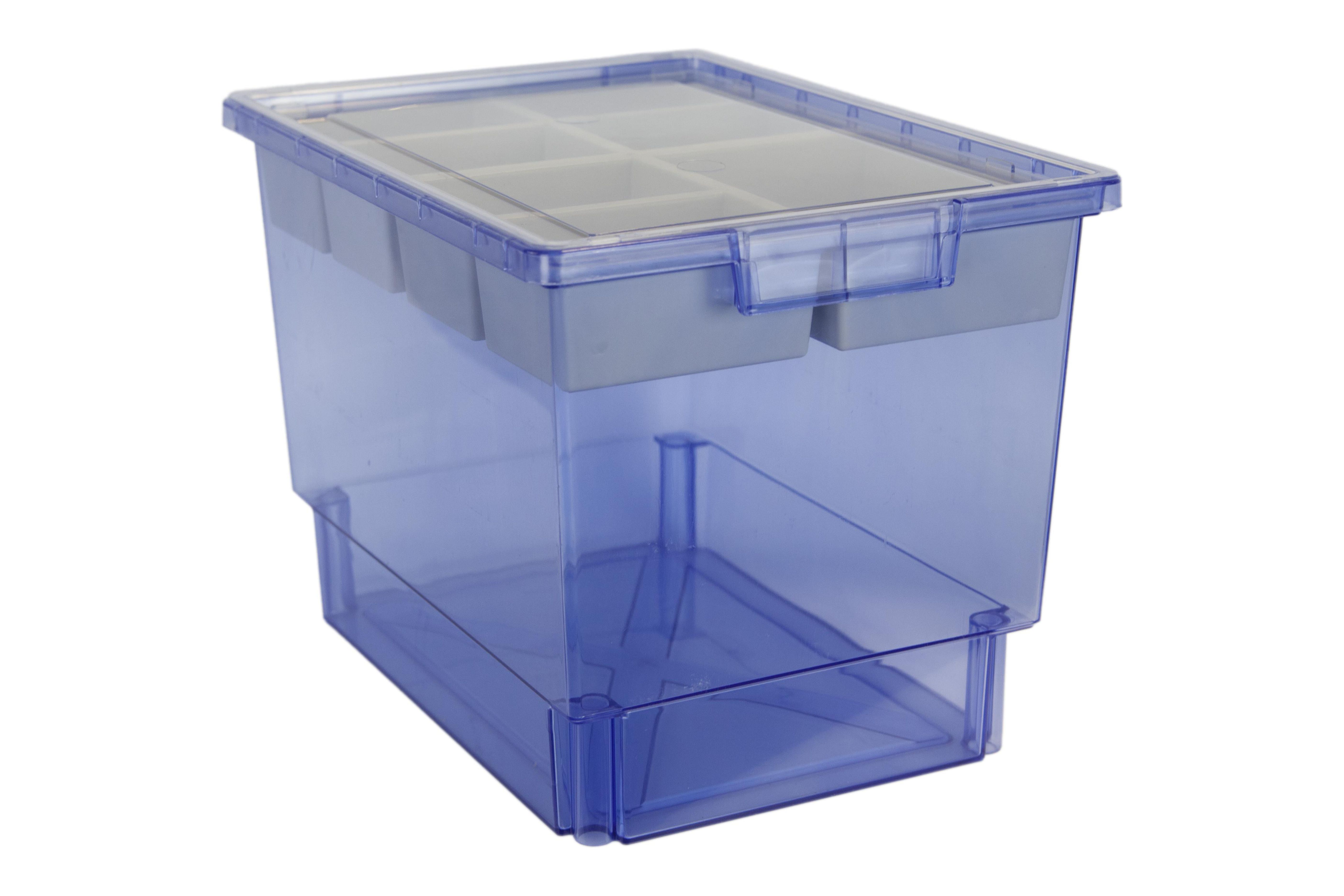 Bin/ Tote/ Tray Divider Kit - Triple Depth 12" Bin in Tinted Blue - 3 ...
