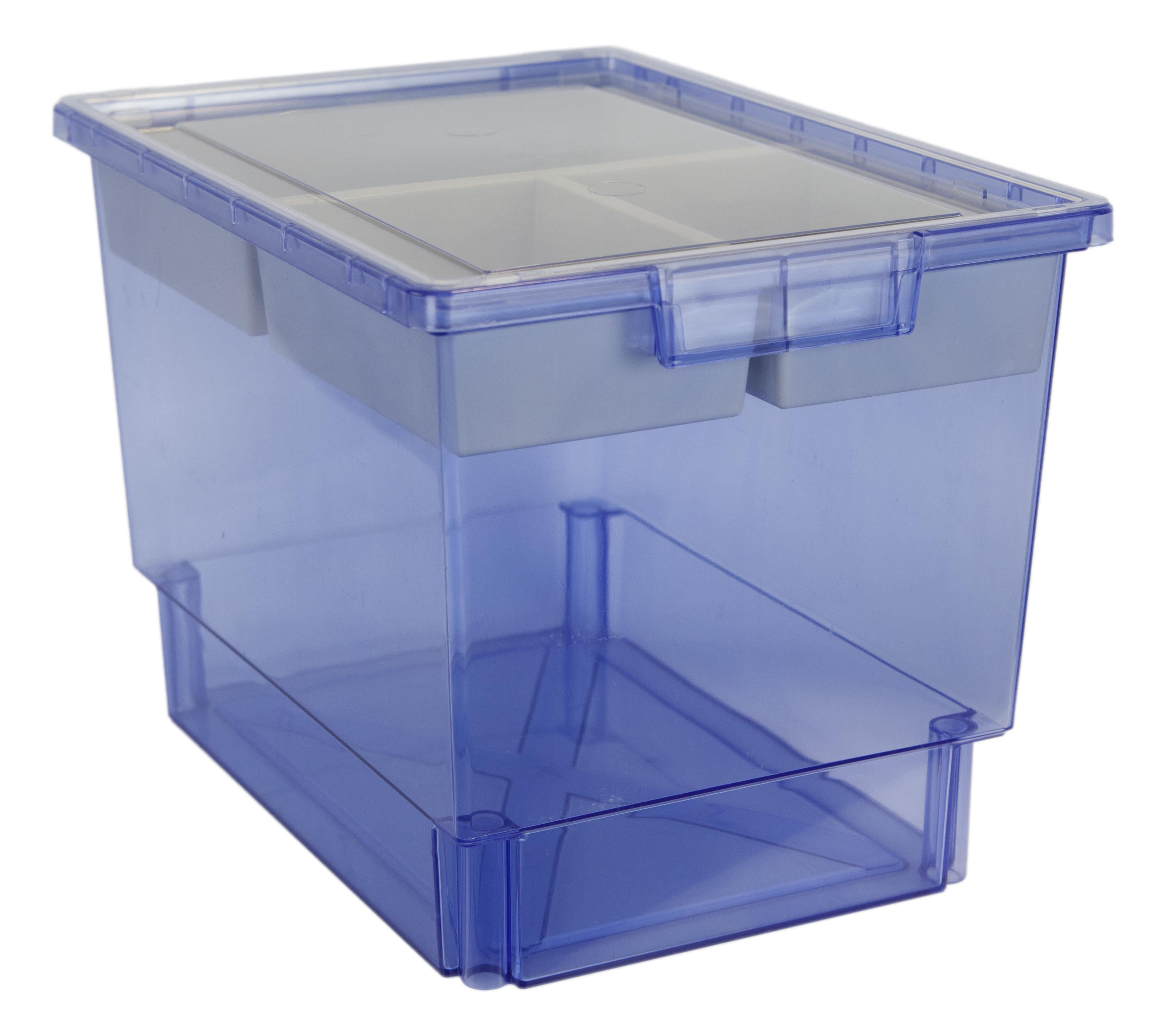 Bin/ Tote/ Tray Divider Kit - Triple Depth 12" Bin in Tinted Blue - 3 ...