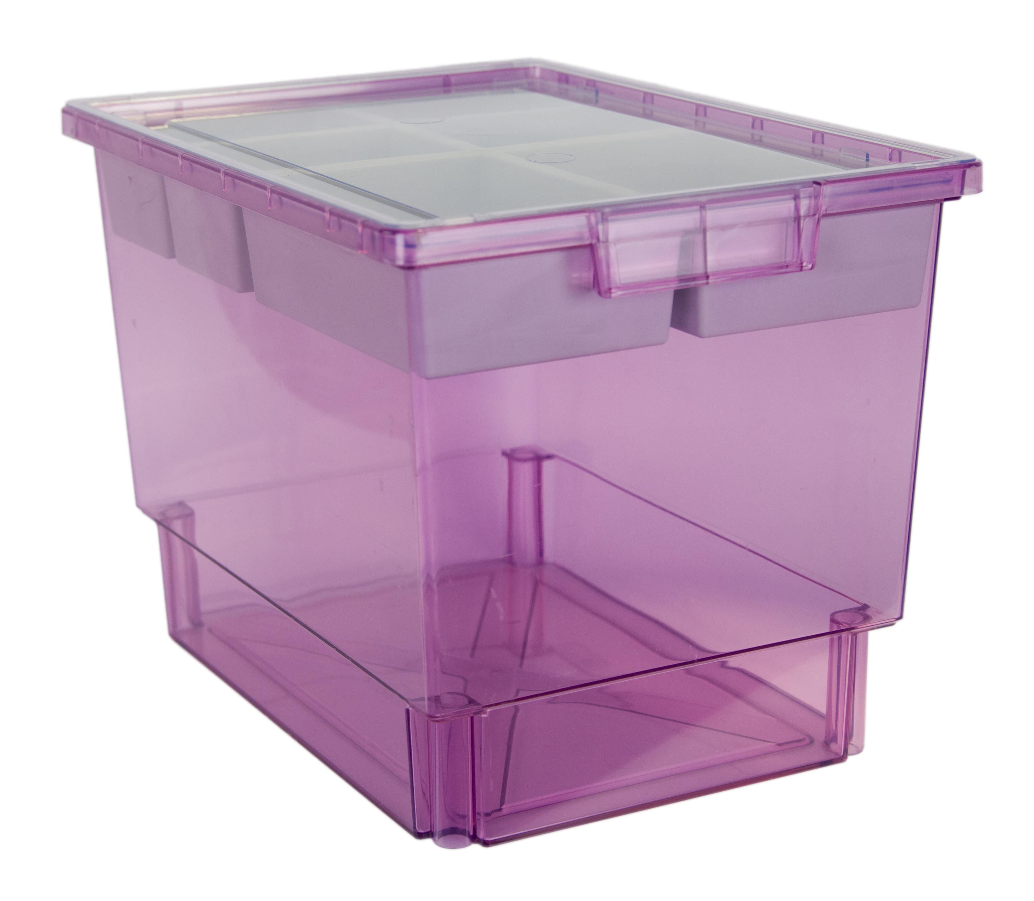 Bin/ Tote/ Tray Divider Kit - Triple Depth 12" Bin in Tinted Purple - 1 ...