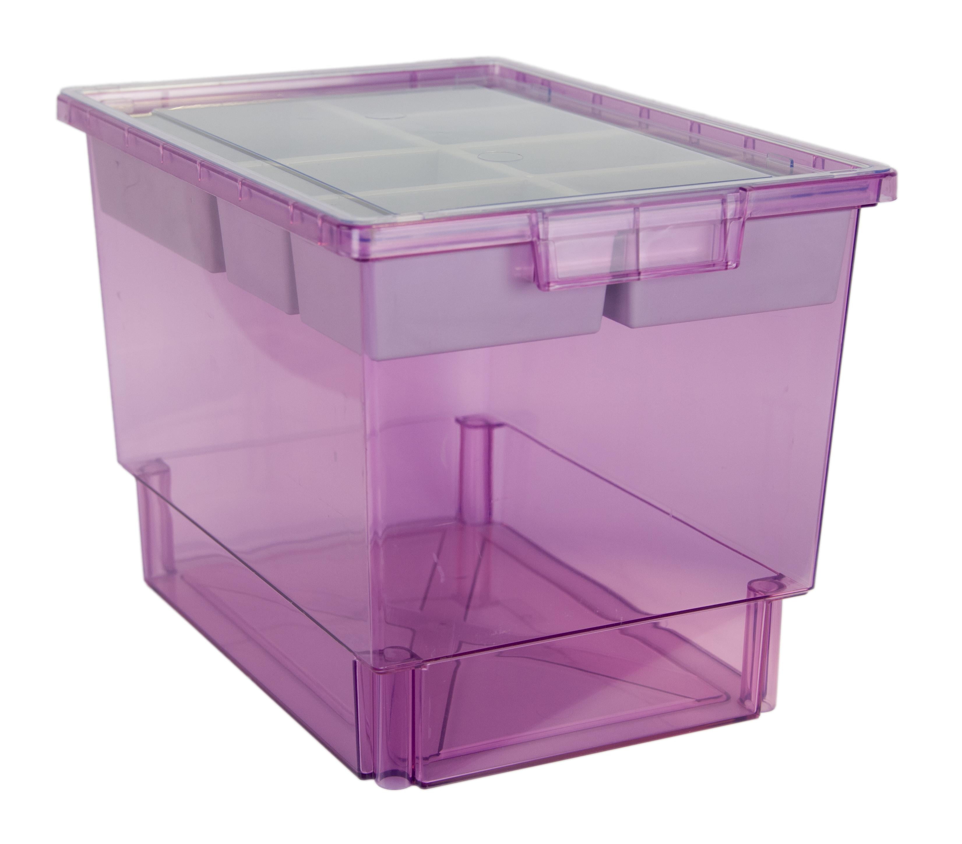 Bin/ Tote/ Tray Divider Kit - Triple Depth 12" Bin in Tinted Purple - 3 ...
