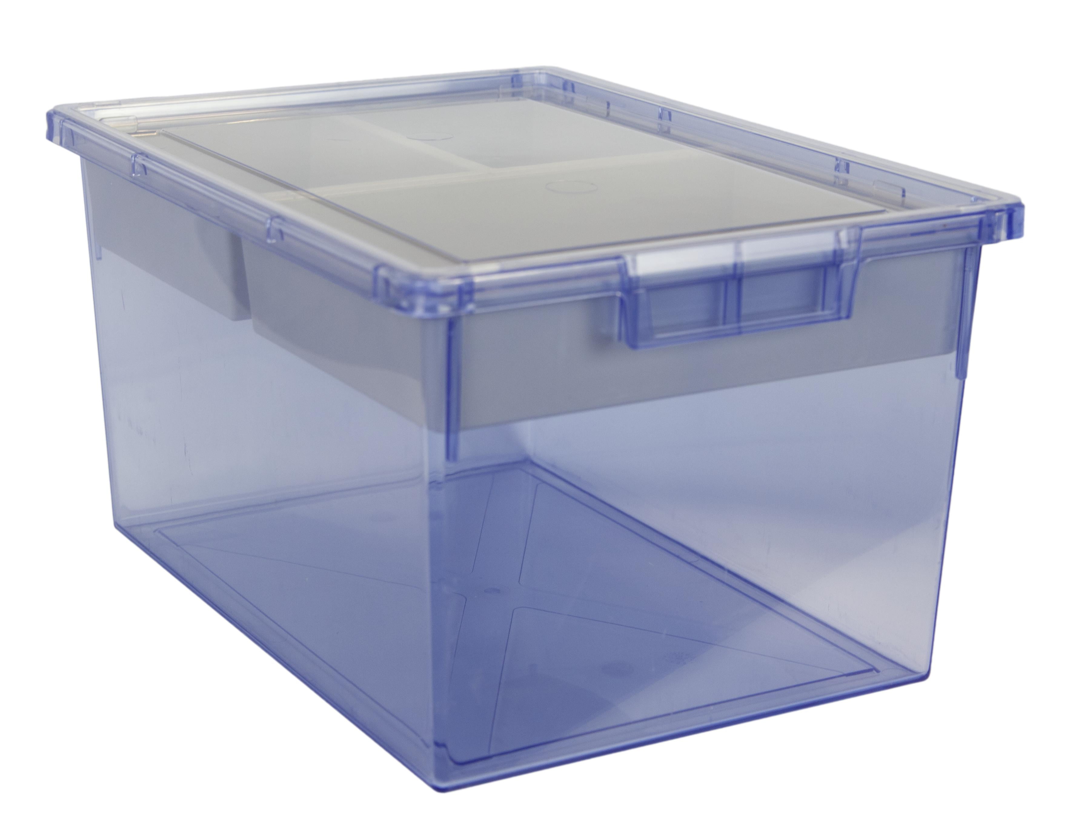 Bin/ Tote/ Tray Divider Kit - Triple Depth 9" Bin in Tinted Blue - 1 ...