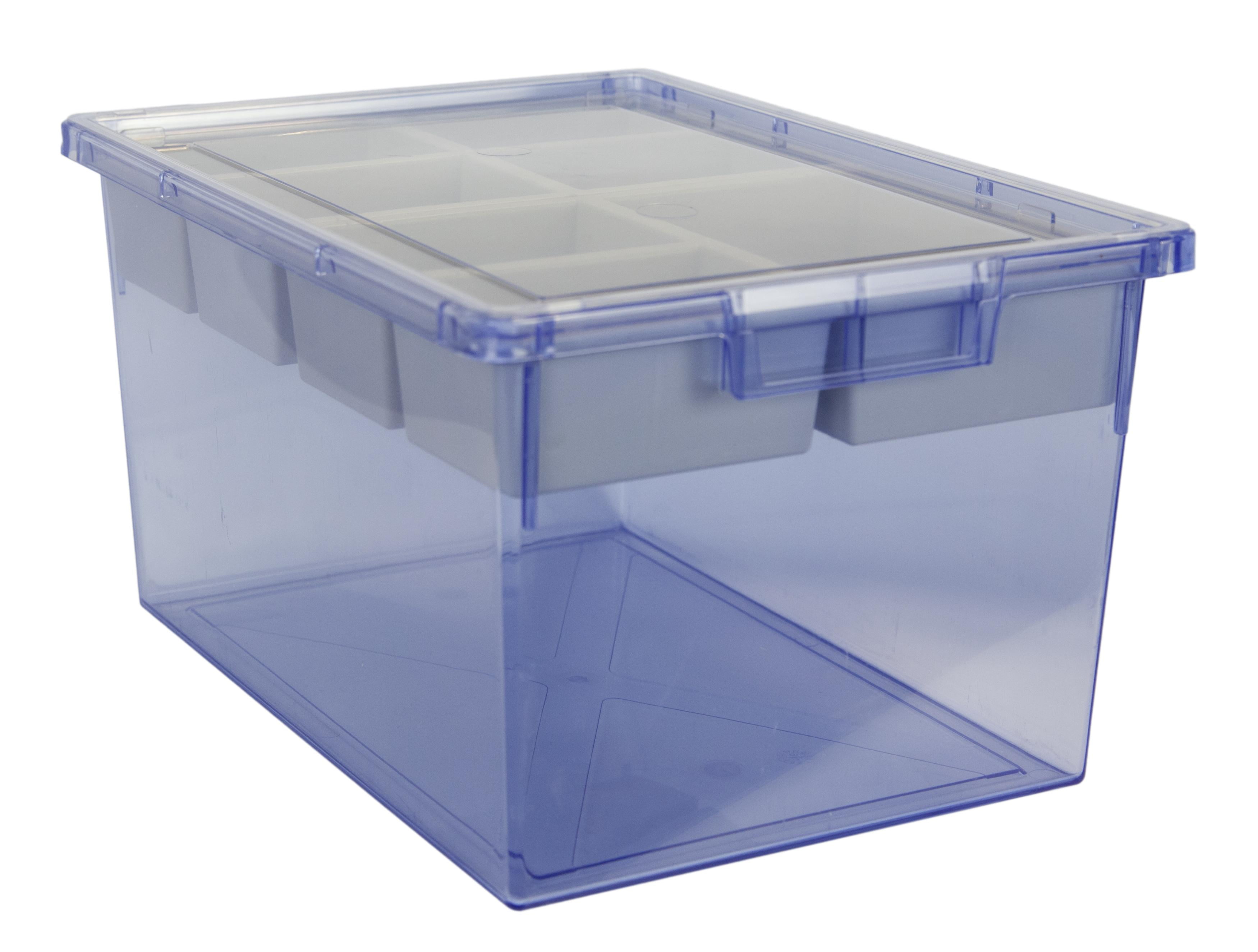 Bin/ Tote/ Tray Divider Kit - Triple Depth 9" Bin in Tinted Blue - 3 ...