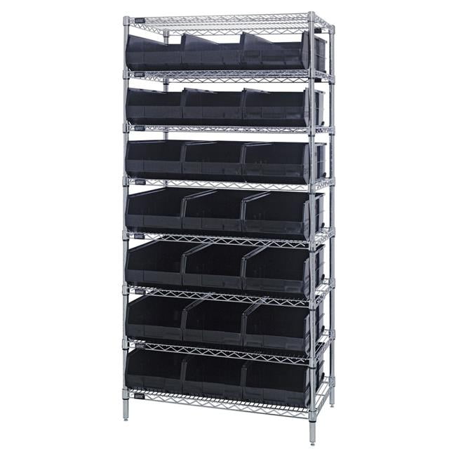 Quantum Storage Systems B815637 WR8-445 Chrome Wire Shelving with 21 SSB445 Stackable Shelf Bins ...