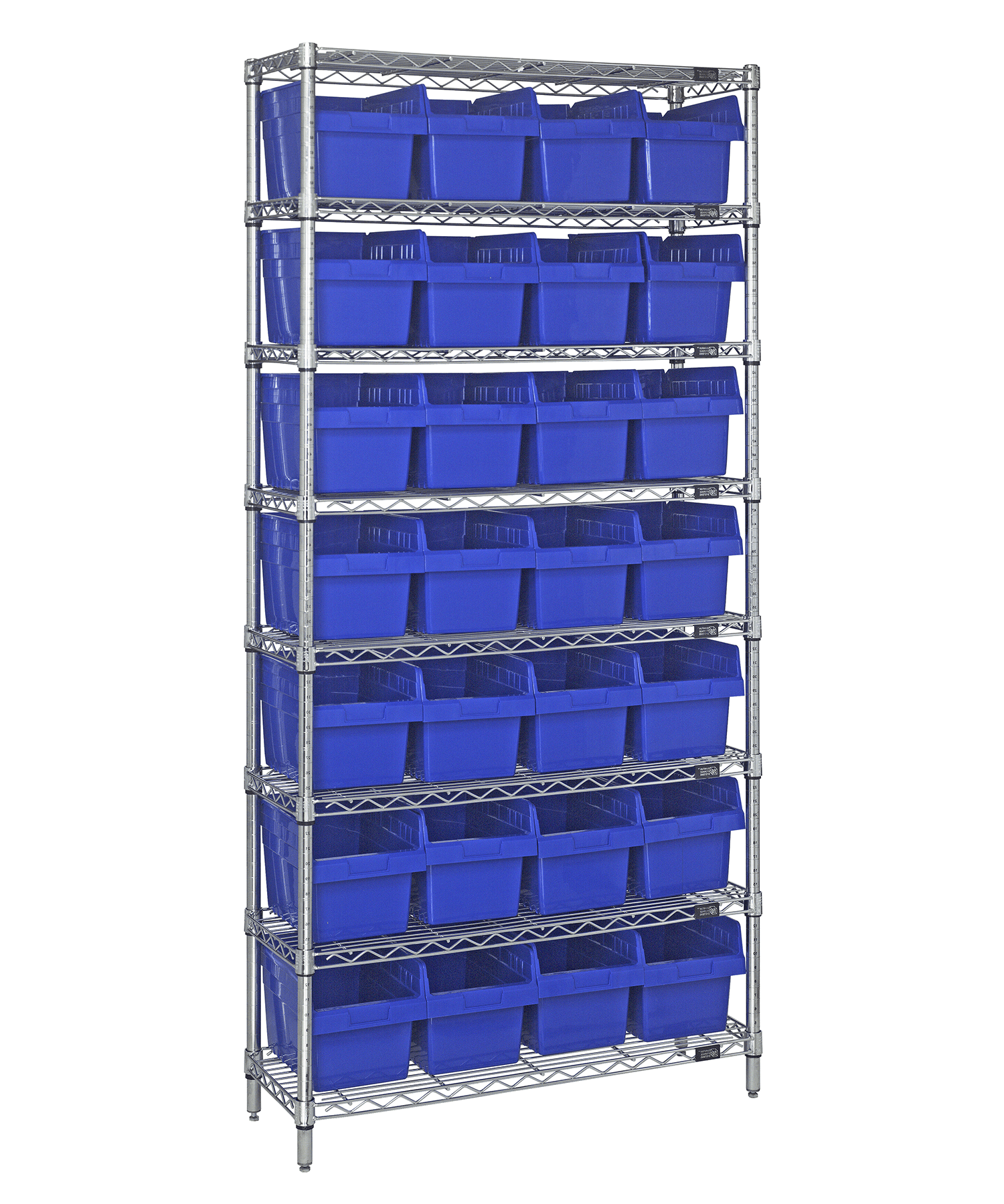 Quantum Storage Systems WR8-814BL Wire Heavy Duty 8 Shelves 74" H x 36 ...