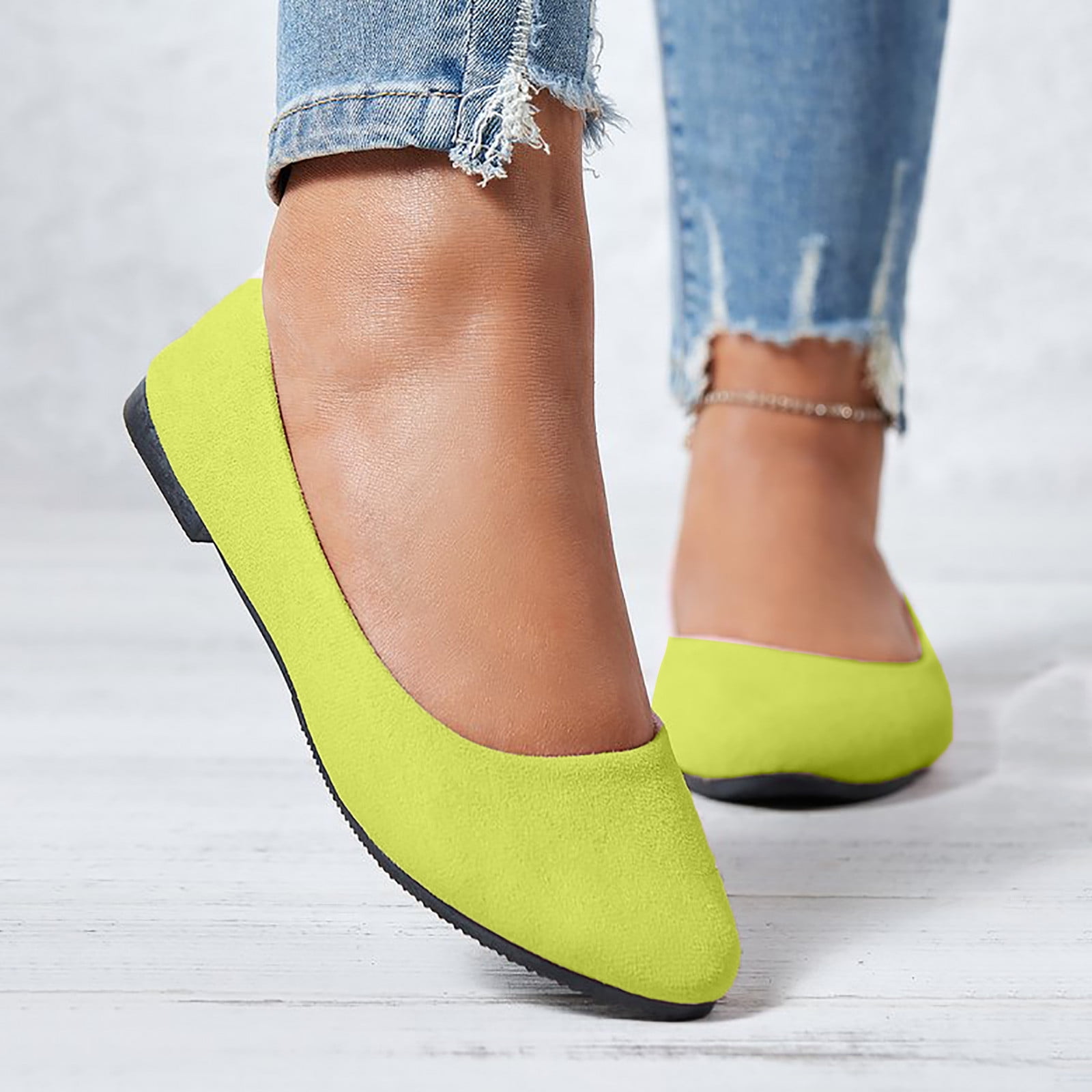 BinBiL Flats for Women Comfortable Solid Color Soft Flats Square Toe ...