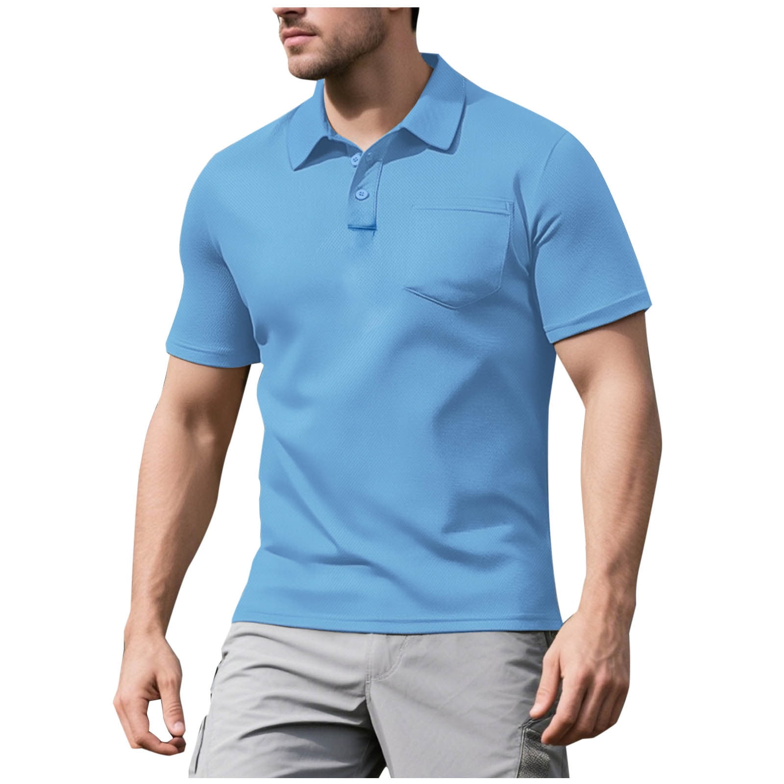 BinBiL Golf Shirts for Men with Pocket Short Sleeve Collared Golf ...