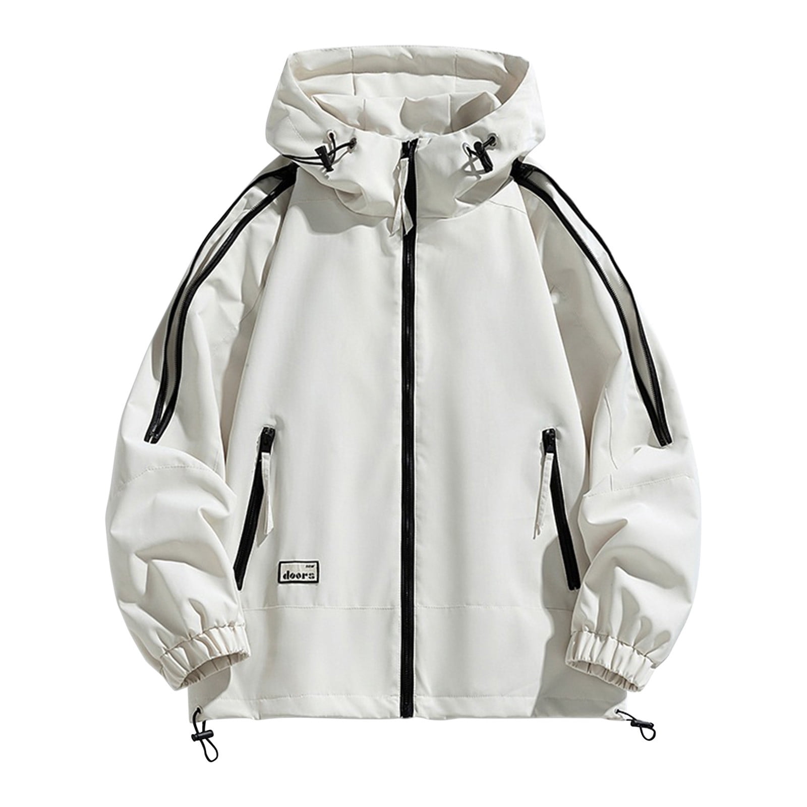 BinBiL Men Outdoor Casual Coat Hooded Solid Color Double Pocket Jacket ...