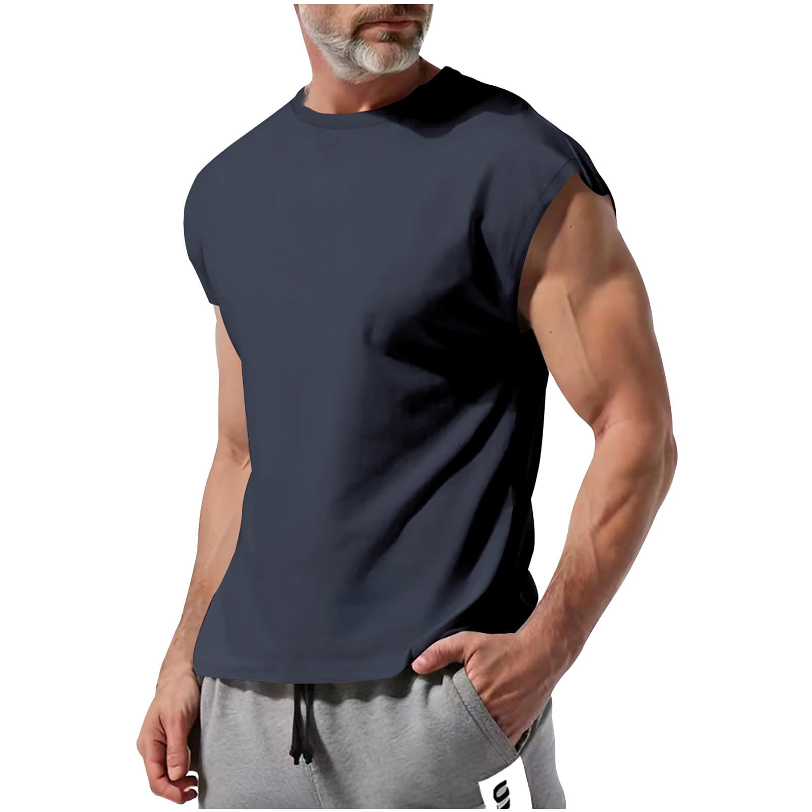 BinBiL Men's Casual Raglan Sleeves Tank Tops Sleeveless Crew Neck T ...