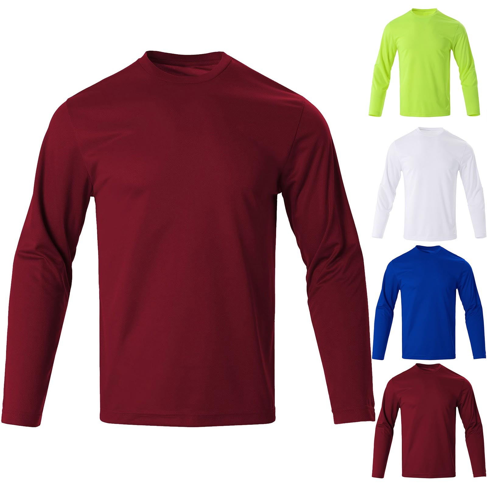 BinBiL Men's Drying Fitting Sports Shirts Tops Long Sleeved Round Neck ...