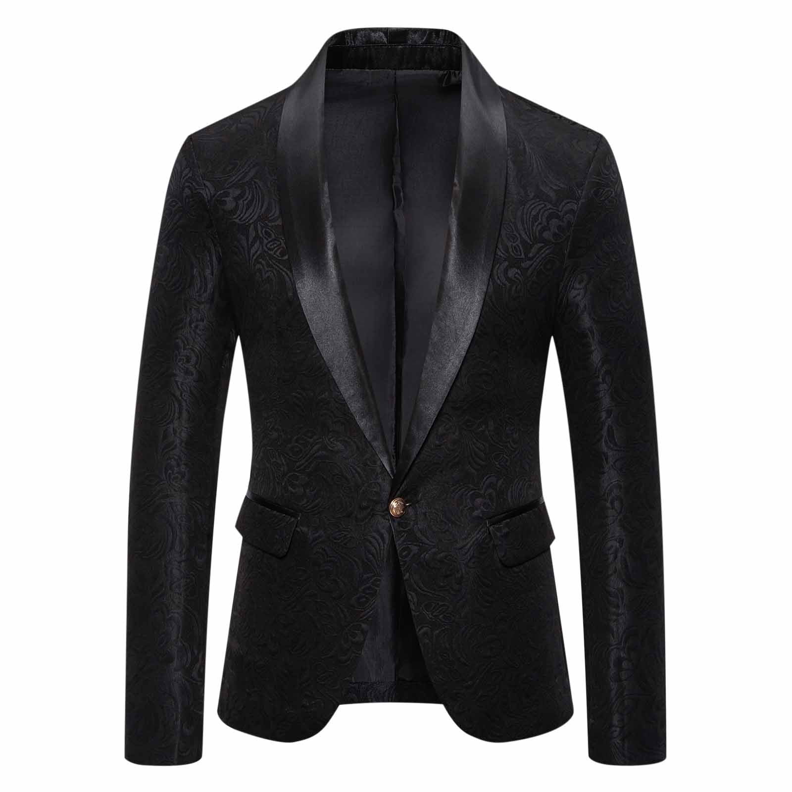 BinBiL Men's Floral Dinner Party Prom Wedding Stylish Tuxedo Suits for Men One Button Dinner ...